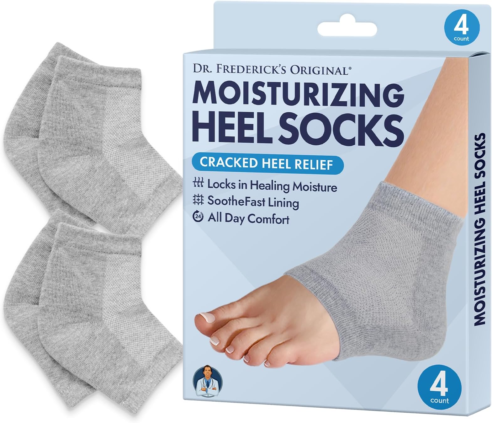 Amazon.com : Dr. Frederick's Original Moisturizing Heel Socks for ...