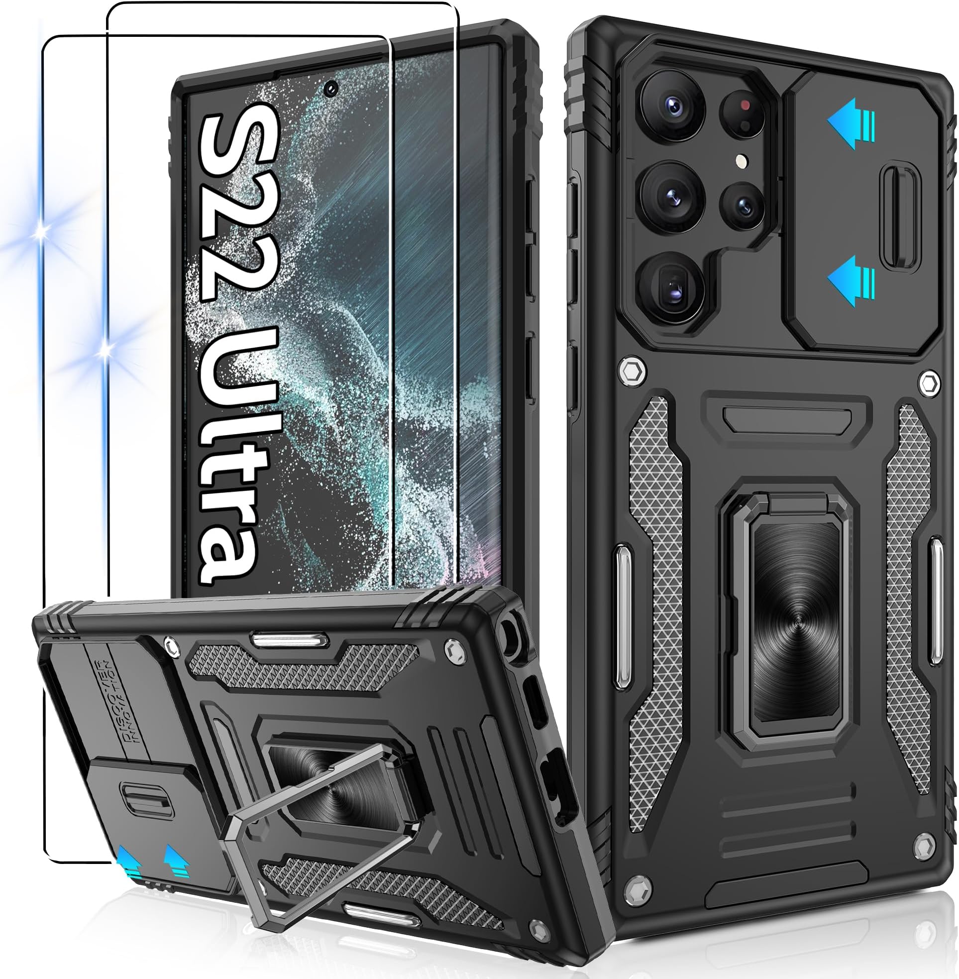 Amazon.com: SunStory for Samsung Galaxy S22 Ultra 5G Case with HD Screen Protector & Slide ...