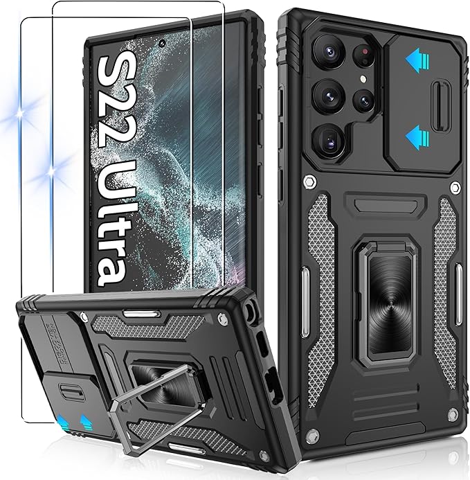 Amazon.com: Gritup for Galaxy-S22-Ultra-Case with Slide Camera Cover + [HD Screen Protector×2 ...