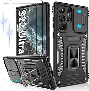 Amazon.com: Gritup for Galaxy-S22-Ultra-Case with Slide Camera Cover + [HD Screen Protector×2 ...