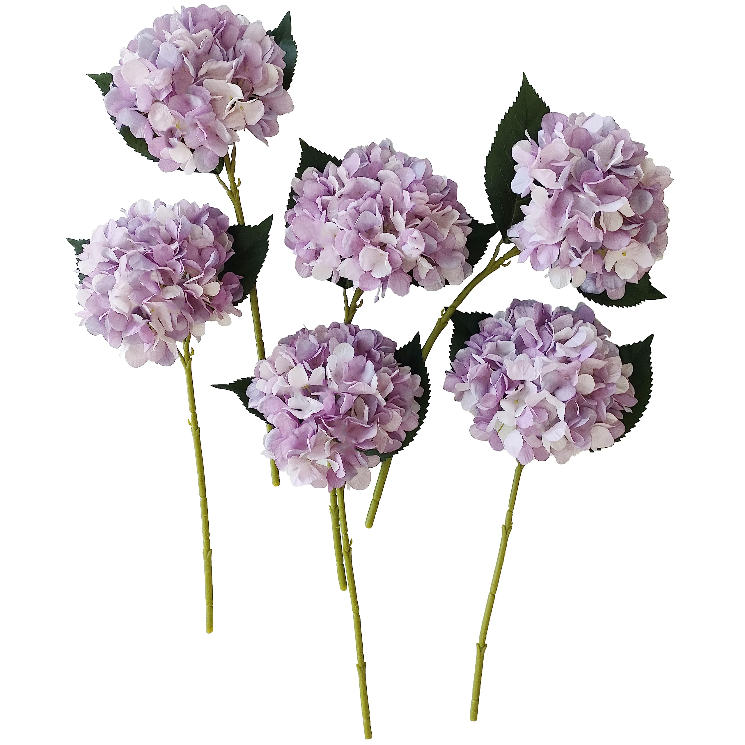 Amazon.com: Light Purple Hydrangea Artificial Flowers,6 Pcs Faux ...