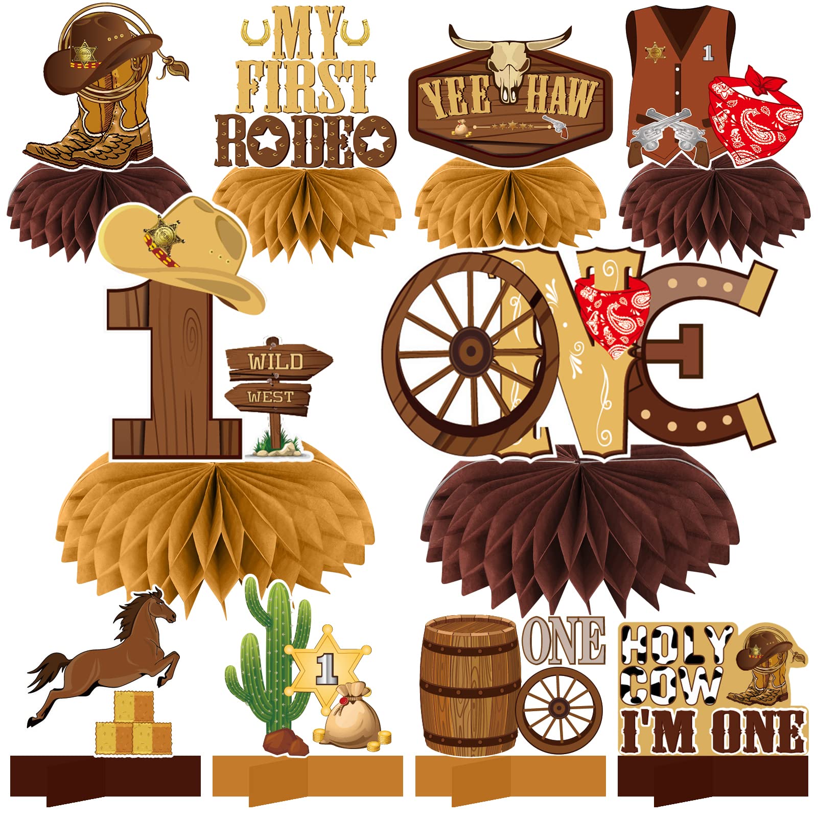 Amazon.com: 10Pcs My First Rodeo Birthday Party Supplies Western Cowboy ...