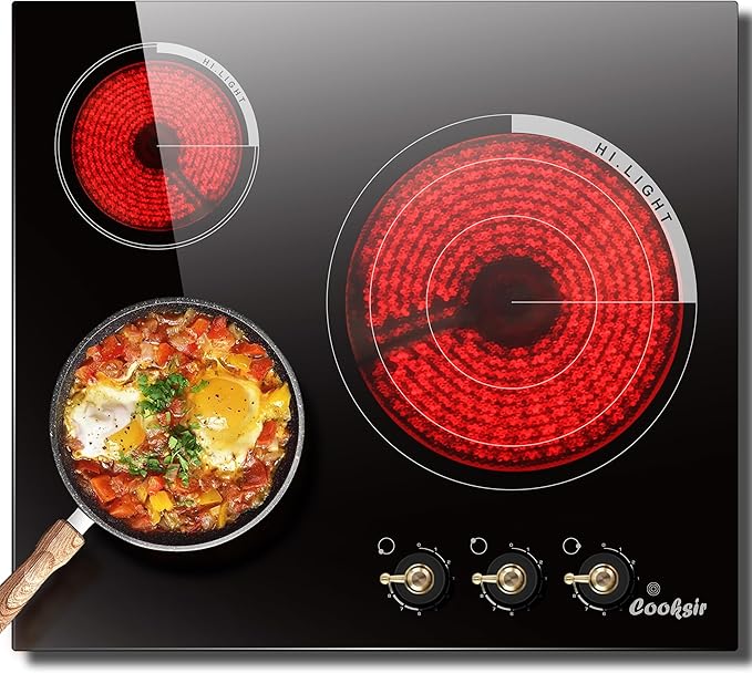 Amazon.com: Cooksir Electric Cooktop 24 Inch - 3 Burner Built-in ...