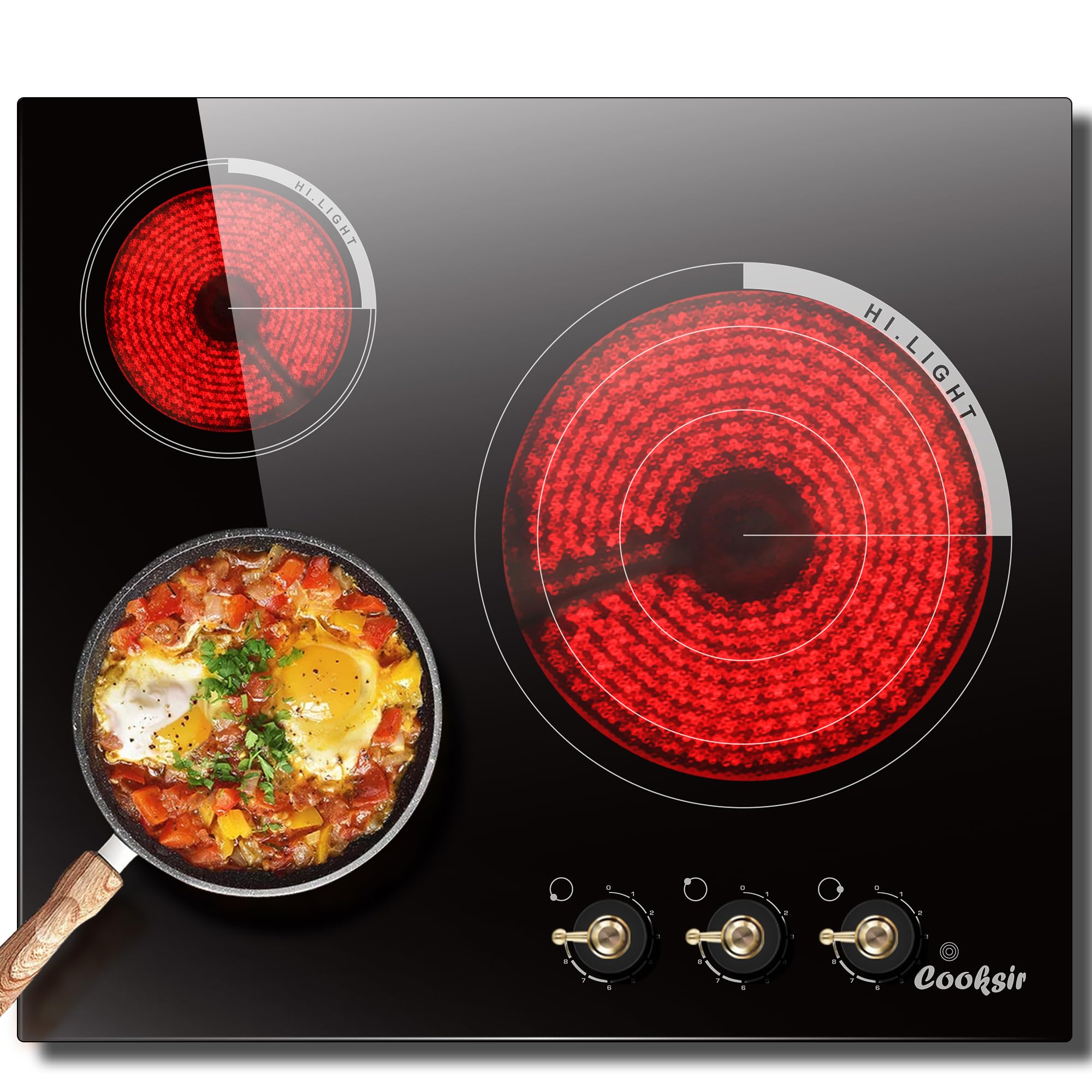 Snapklik.com : Cooksir Electric Cooktop 24 Inch - 3 Burner Built-in ...