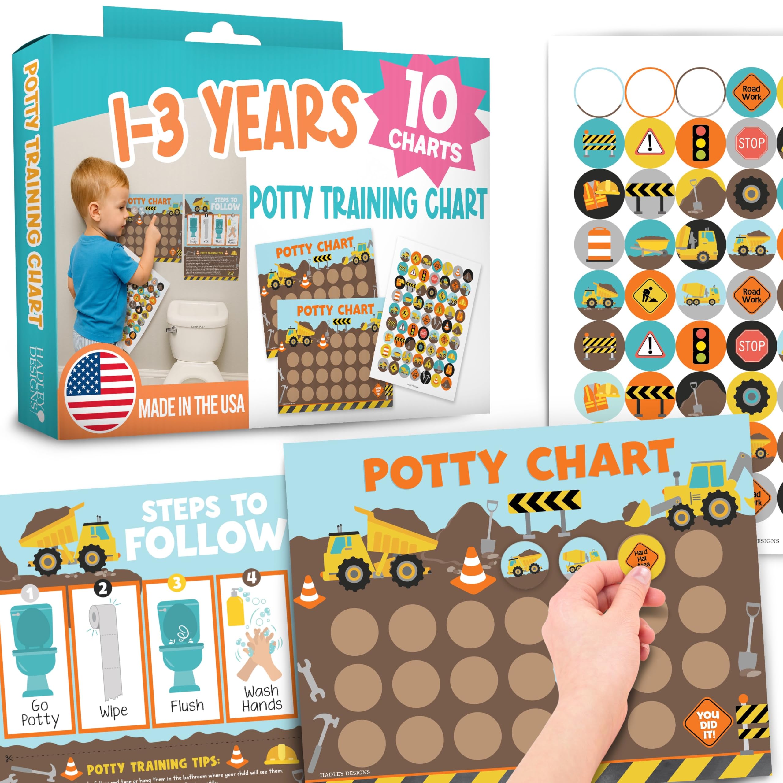 Hadley Designs Potty Training Chart For Boys With Fun Reward ...