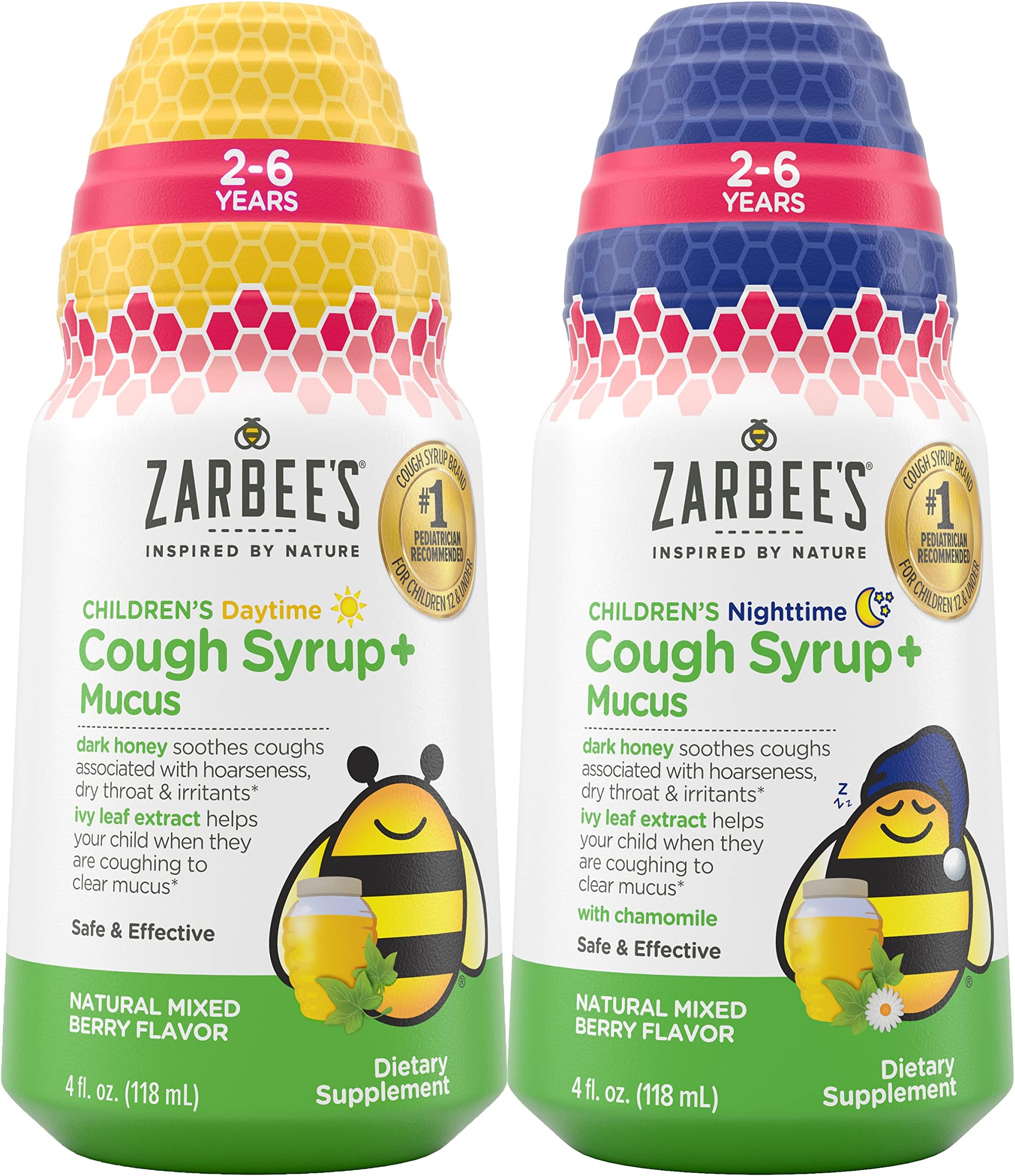 Amazon.com: Bundle of Zarbee's Kids Cough + Mucus Daytime and Nighttime for Children 2-6 with ...