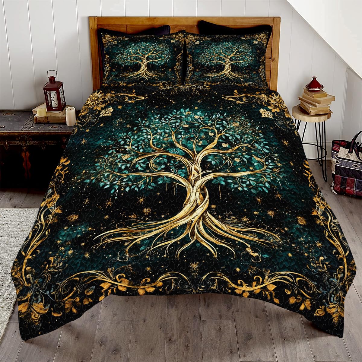 Amazon.com: NAREDA Tree of Life Quilt Set, Yggdrasil Quilt Bed Sets ...