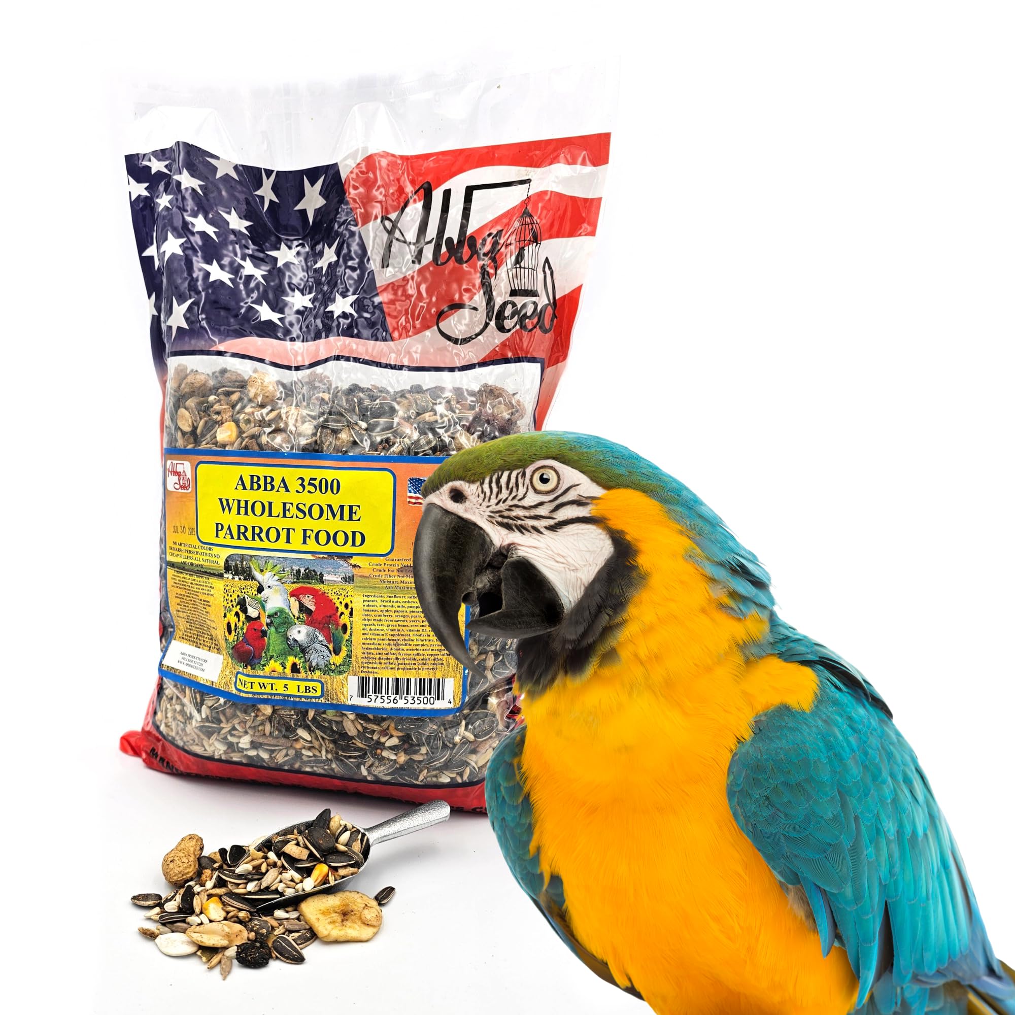 Amazon.com : ABBA 3500 Wholesome Parrot Food, Seed Mix, Nuts, Fruits ...