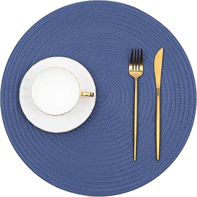 Amazon.com: 50 Pieces Navy Blue Paper Place Mats Blue Round Disposable ...