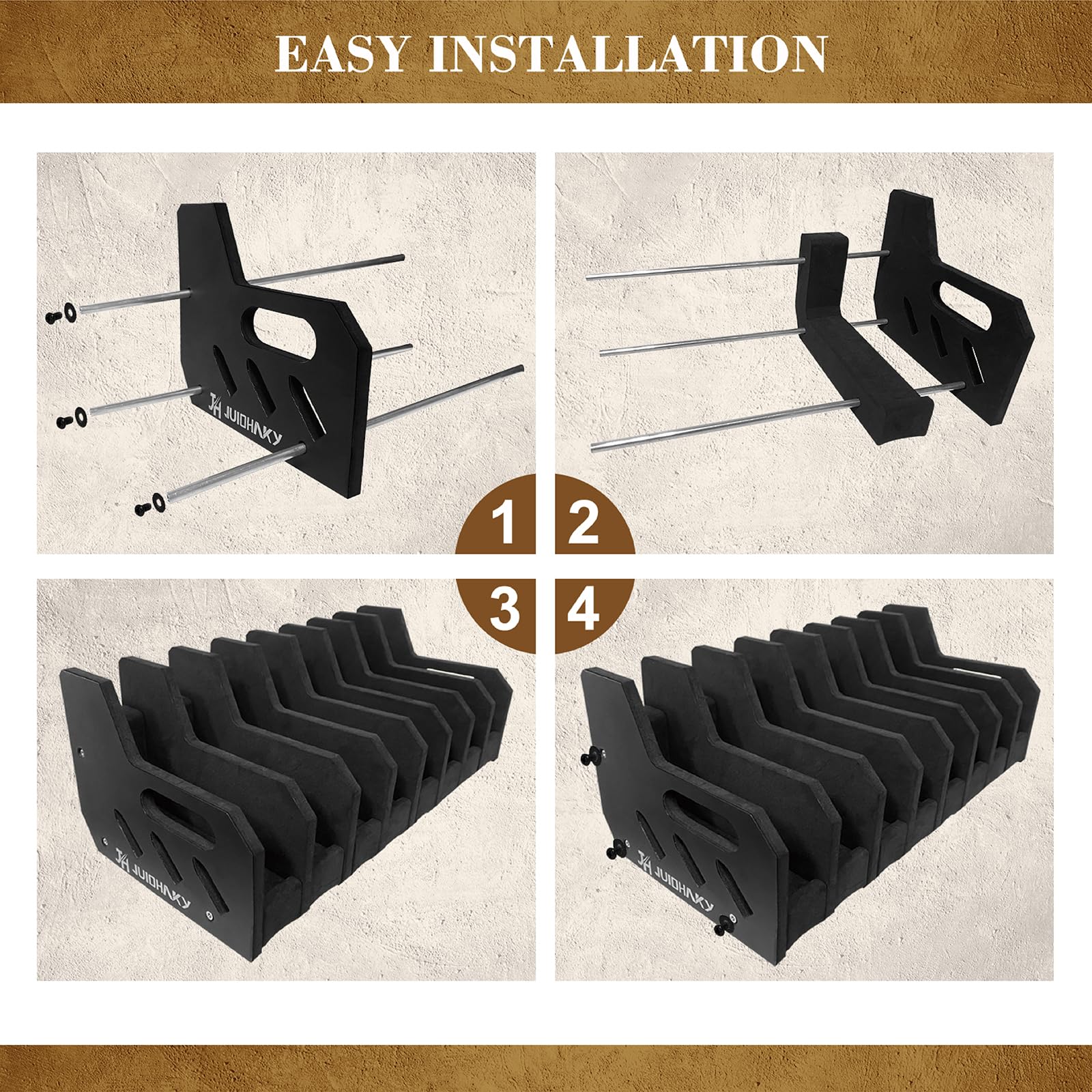 JUIOHAKY Pistol Rack with 4 & 8-Gun Slots Mounting Rod, Soft Foam Gun ...