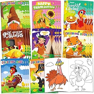 Amazon.com: 32Pcs Thanksgiving Coloring Books Kids - Thanksgiving ...