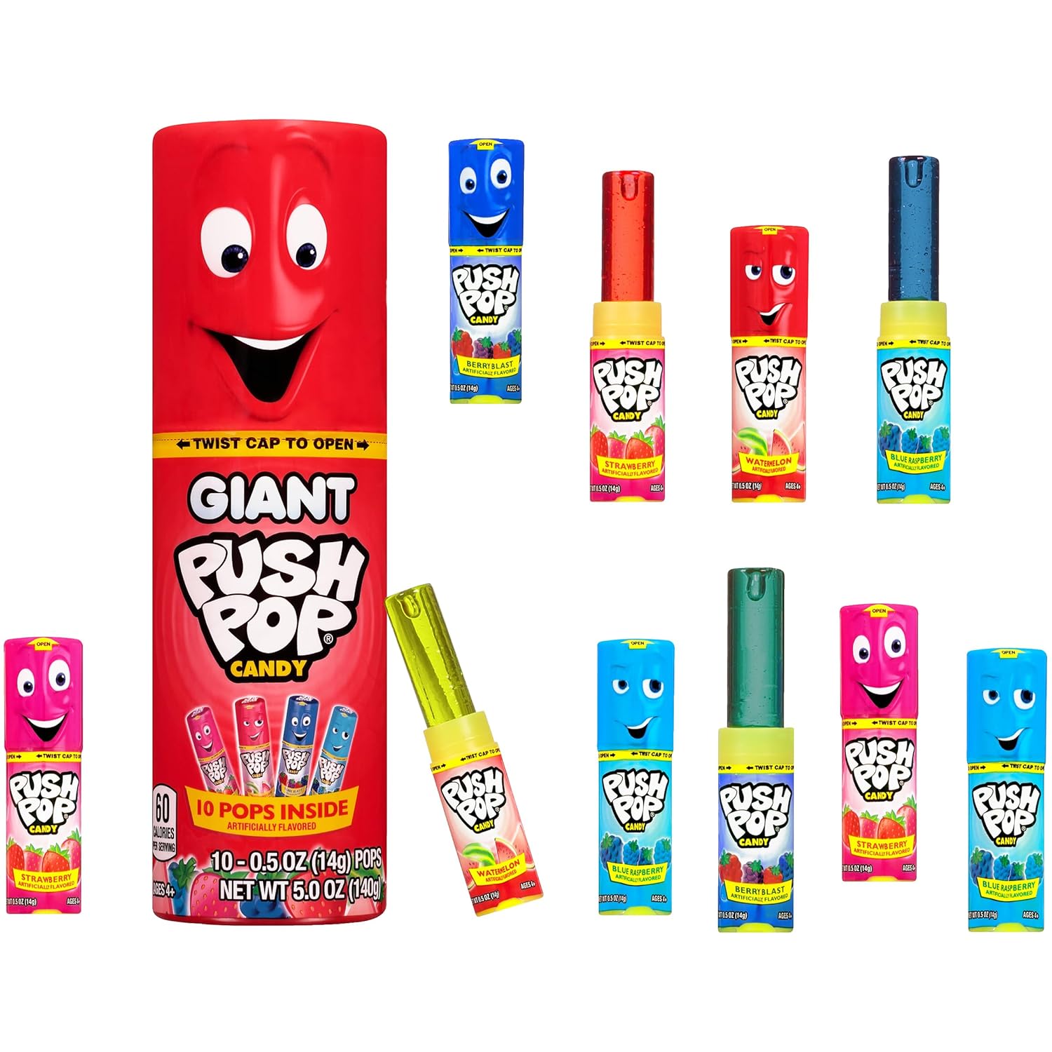 Amazon.com : Push Pop Giant Halloween Candy Lollipop Container, 10 Ct ...