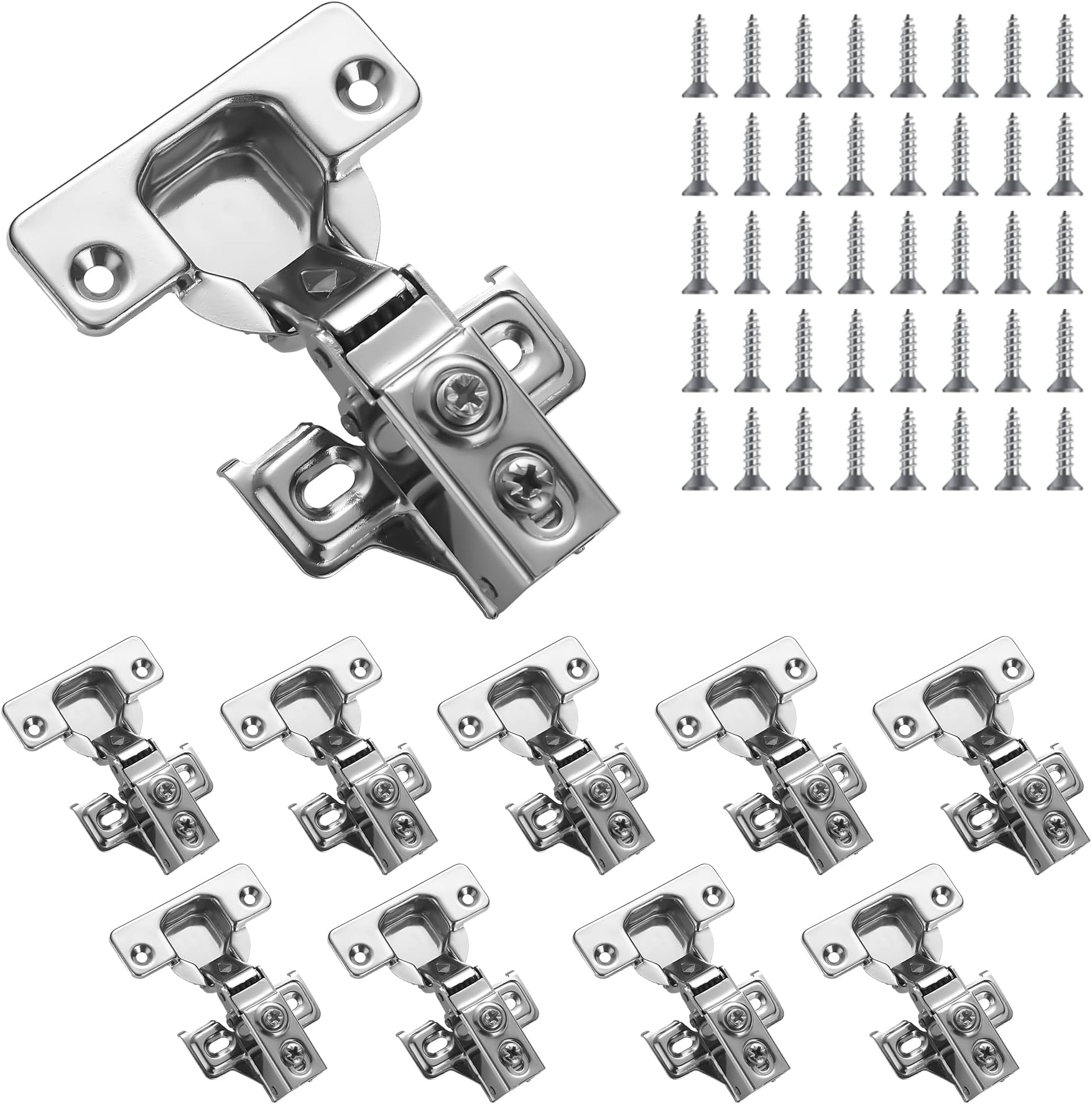 20 Pack Cabinet Door Hinges, Matte Black Self Closing Overlay Kitchen ...