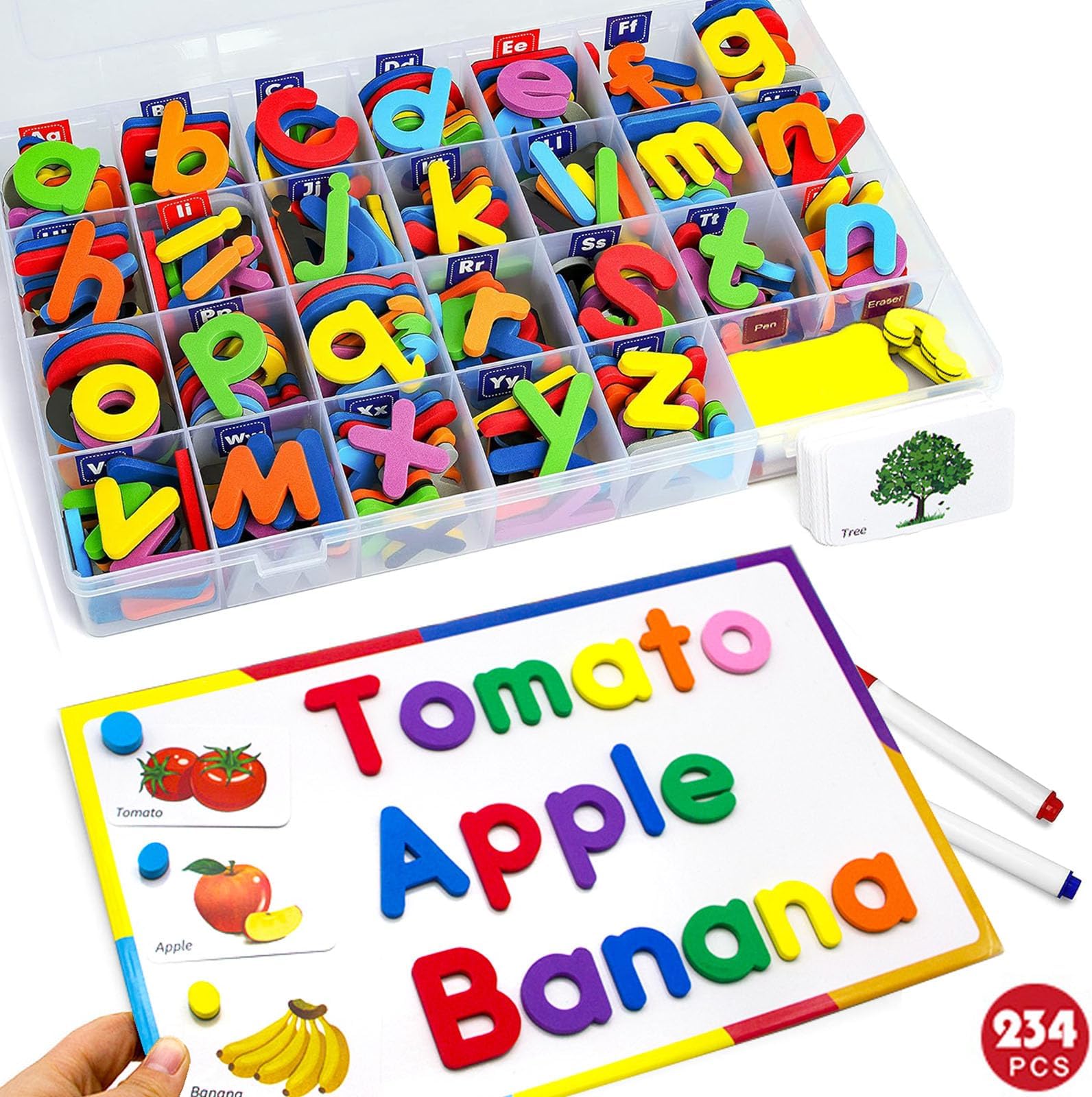 YUJWW Juego de Letras Magnéticas en Inglés, 234 Piezas Alfabeto ...