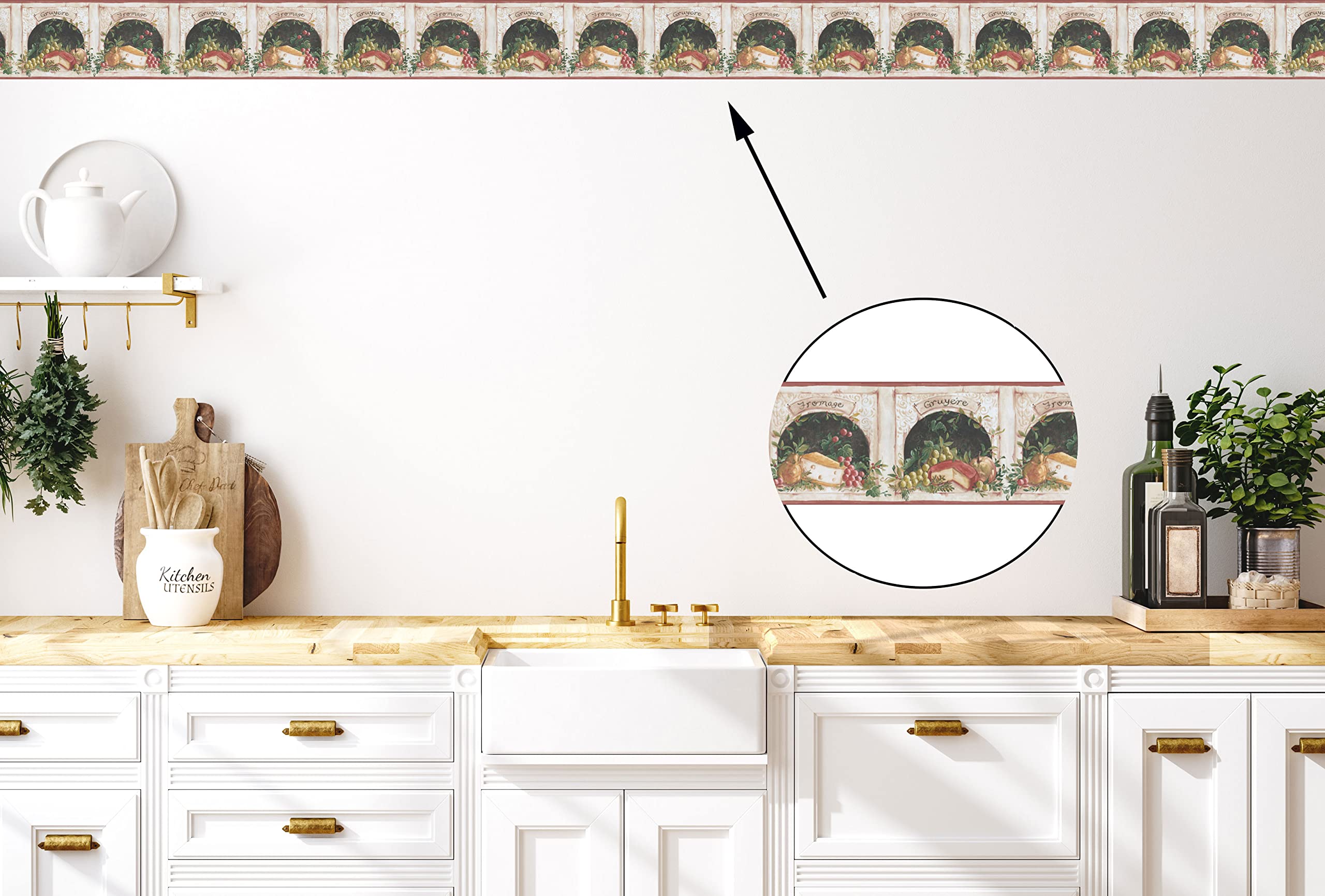 Old Fashioned Wall Paper Border Kitchen Peel And Stick Wallpaper