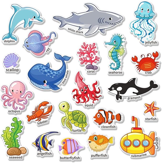 Amazon.com: AnyDesign 42Pcs Sea Animals Thick Gel Clings Ocean Window ...
