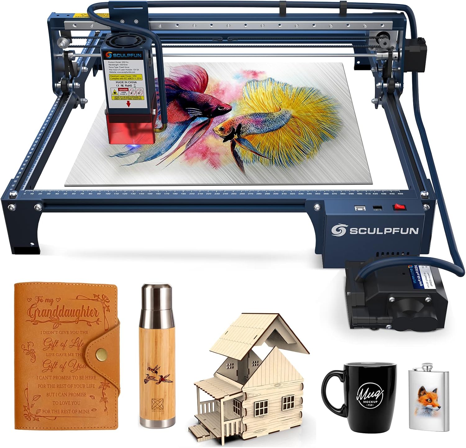 SCULPFUN S30 PRO MAX lasergravyrmaskin, 20 W laserskärmaskin, med 30 l ...