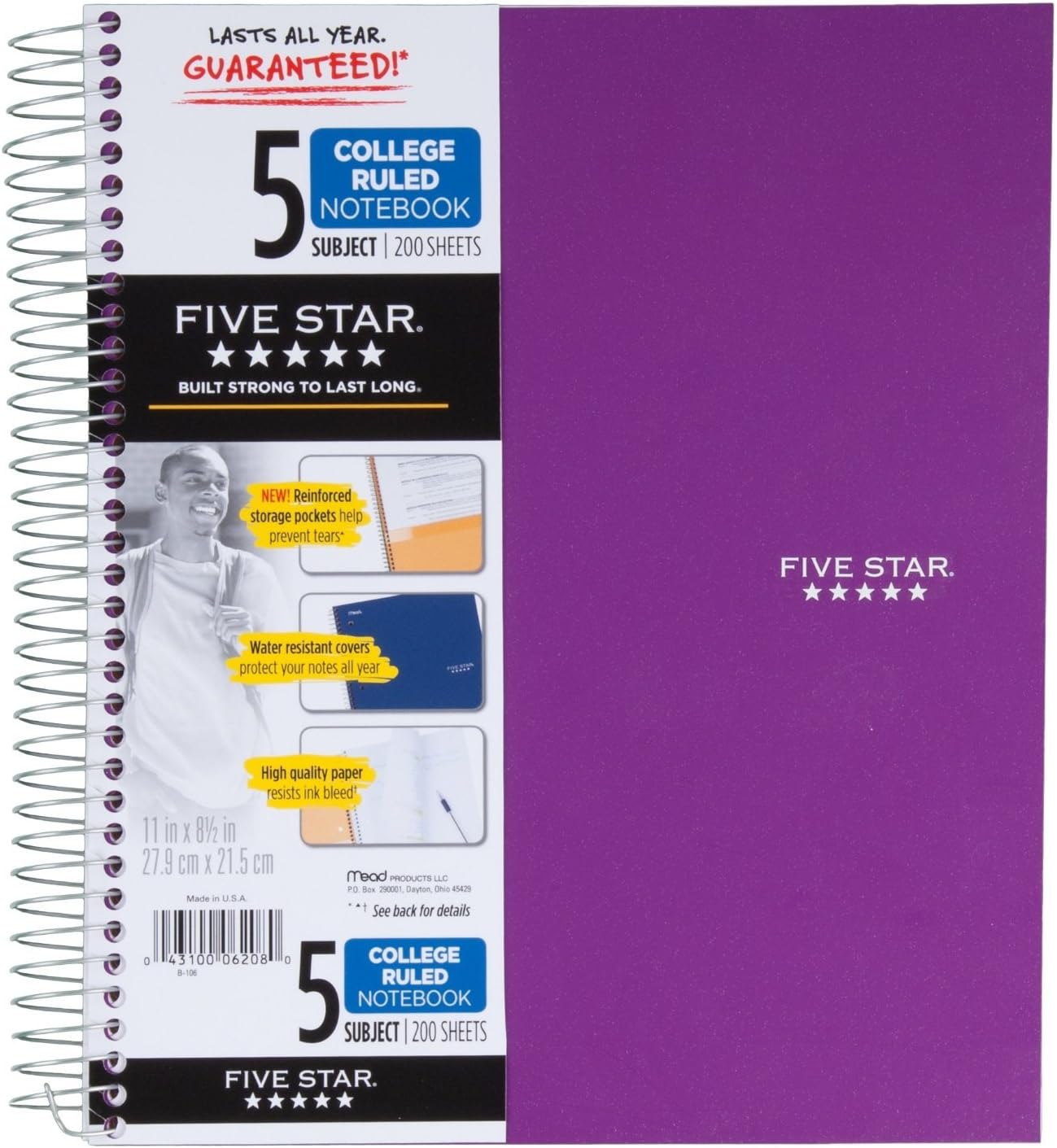 Amazon.com : Mead Five Star Notebook + Study App - 5 Subject Notebook ...