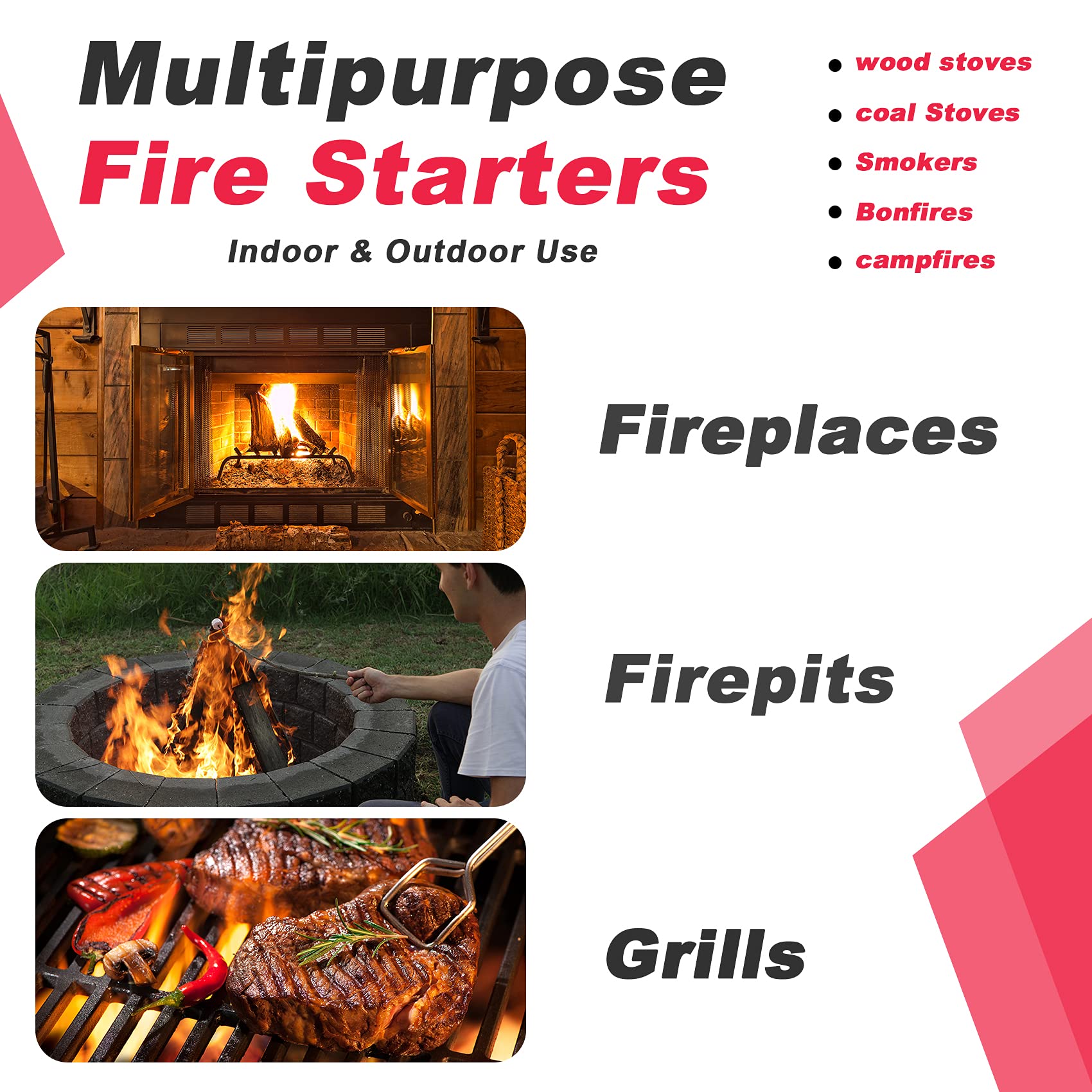 Snapklik.com : 108 Pcs Fire Starters, Natural Charcoal Fire Starters ...