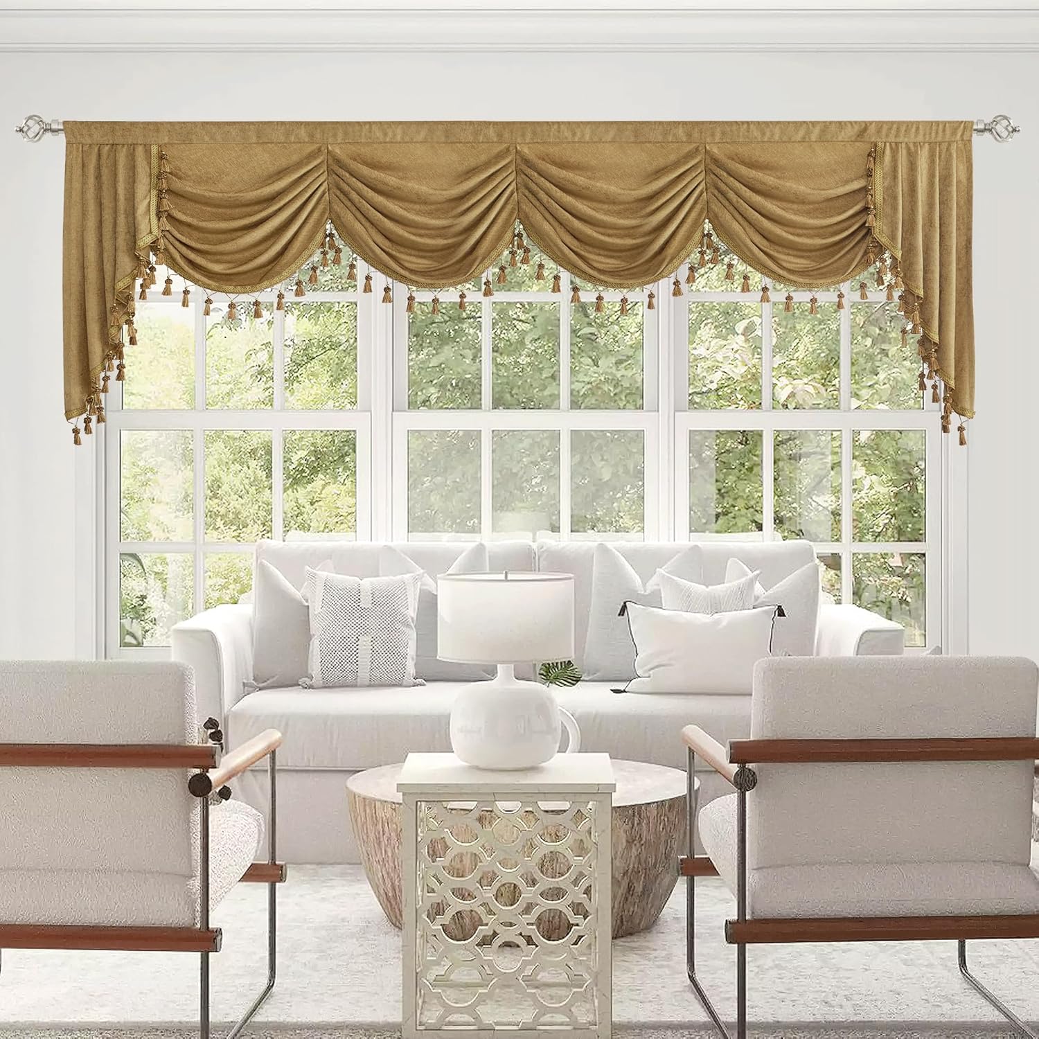 Amazon.com: NICETOWN Waterfall Valances for Windows, Living Room ...