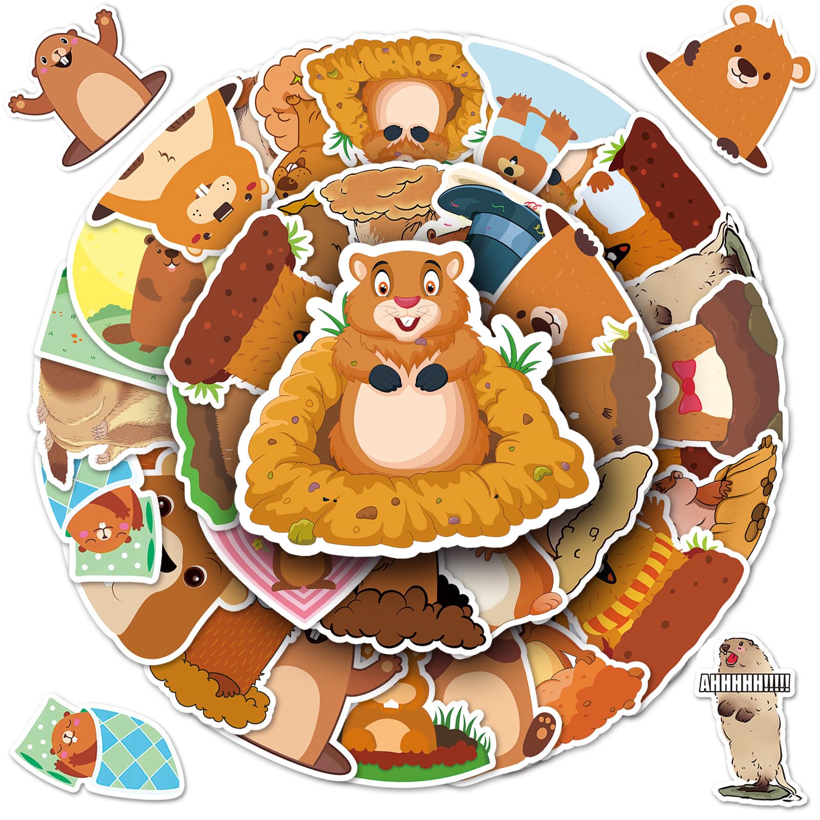 Amazon.com: 50PCS Groundhog Stickers, Cute Marmot Stickers for Teens ...