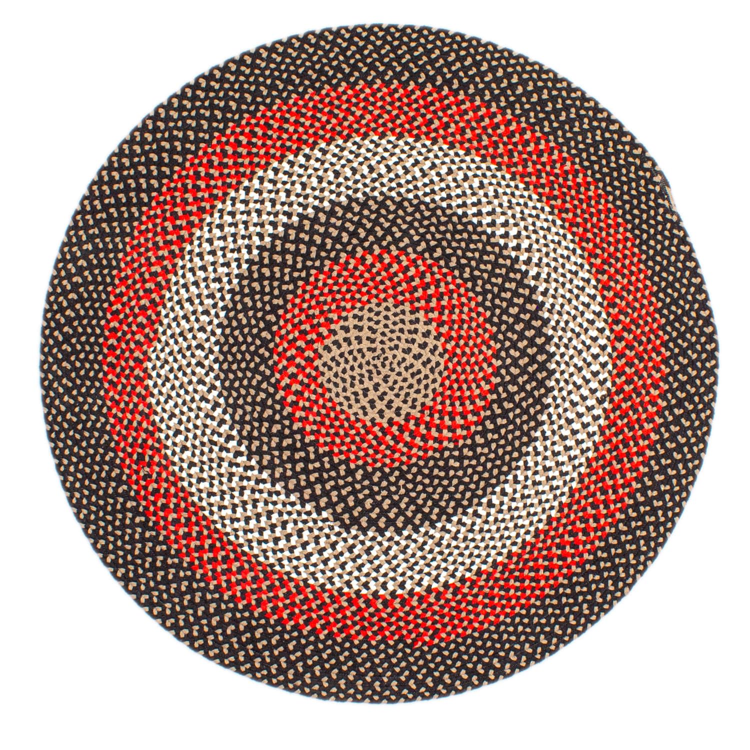 Amazon.com: Super Area Rugs Round 4' Black - Red - Brown Circular ...
