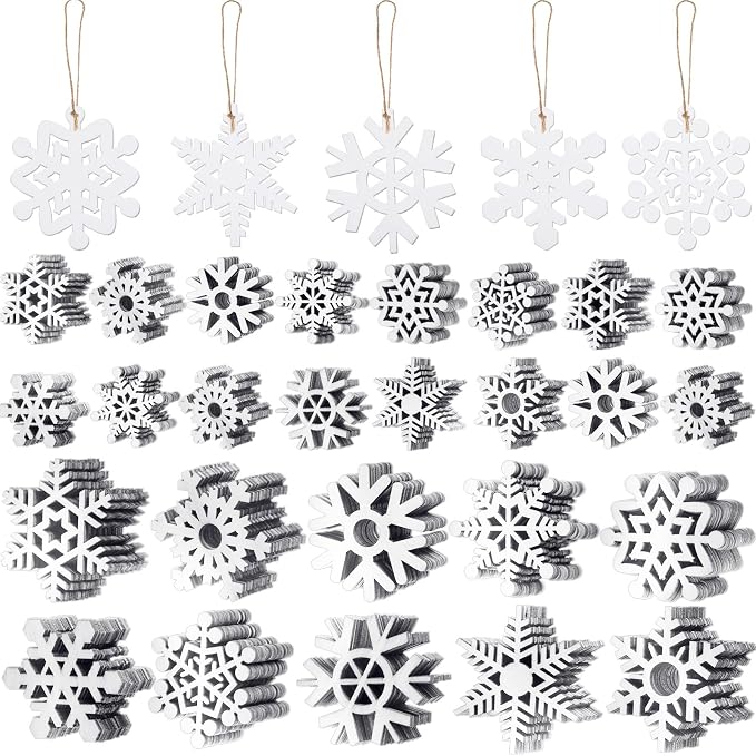 Amazon.com: 100 Pcs Christmas Unfinished Wooden Snowflake Ornaments ...