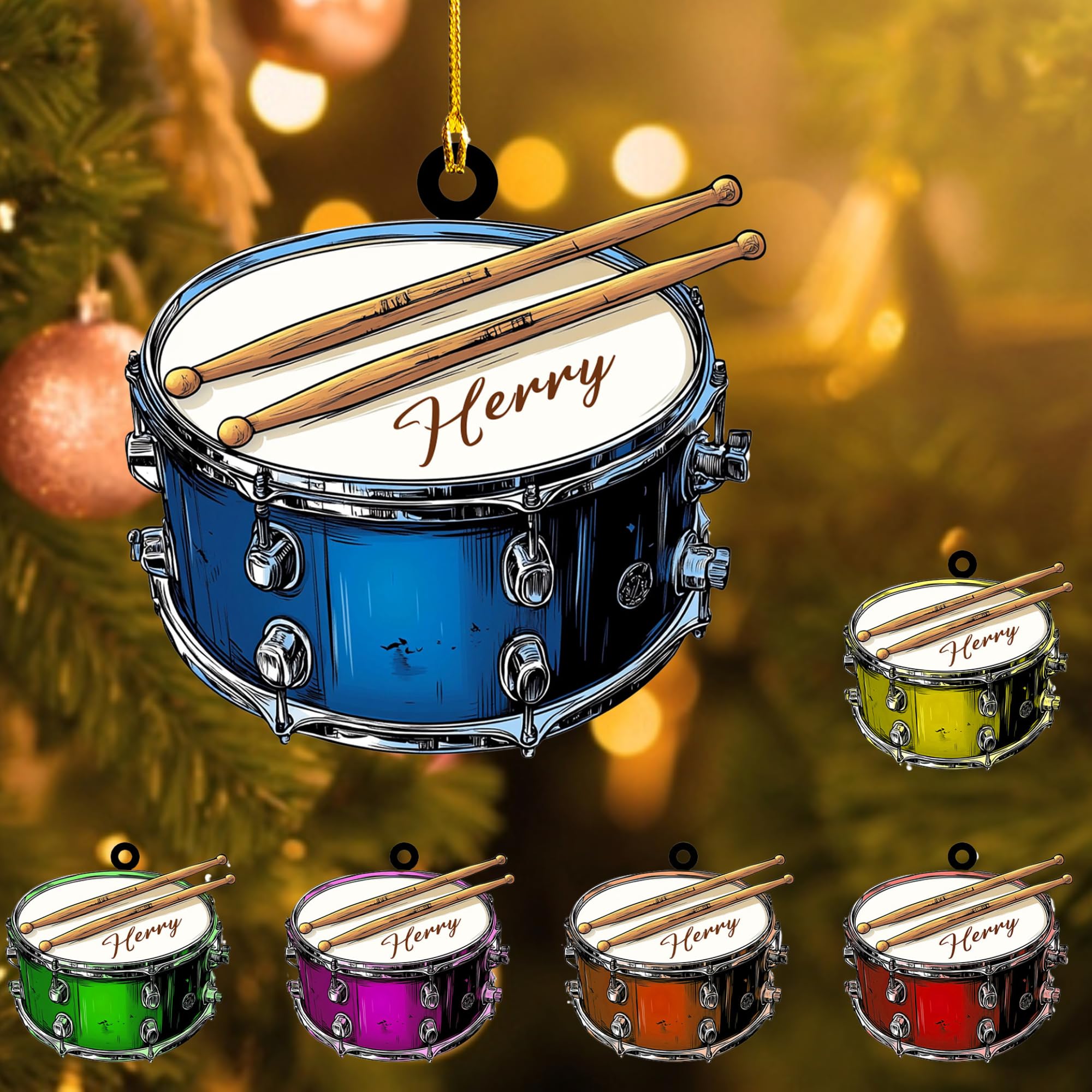 Amazon.com: Personalized Drums Ornament, Drum Ornaments for Christmas ...