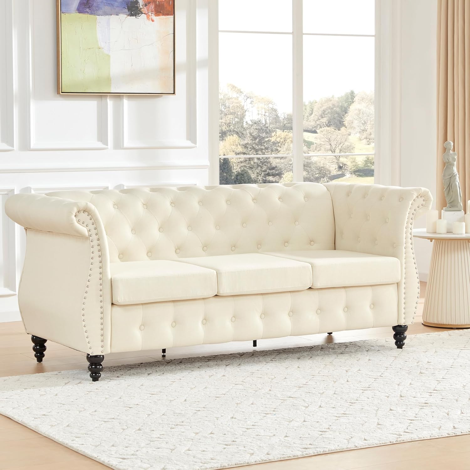 Amazon.com: Tbfit Chesterfield Sofa with Rolled Arms, Classic Button ...