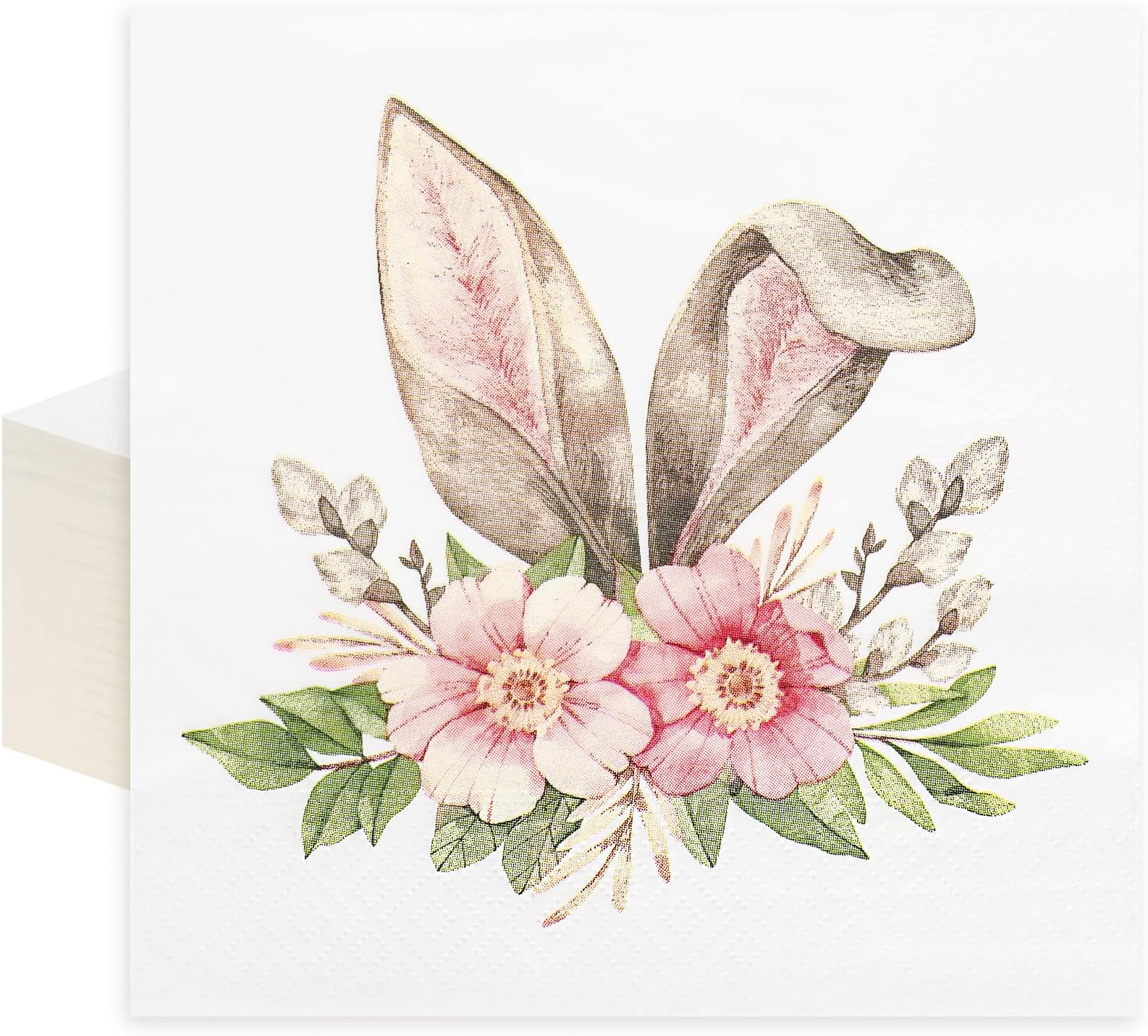 Amazon.com: Whaline 80 Pack Easter Napkins 6.5 x 6.5 Inch Rabbit Floral ...