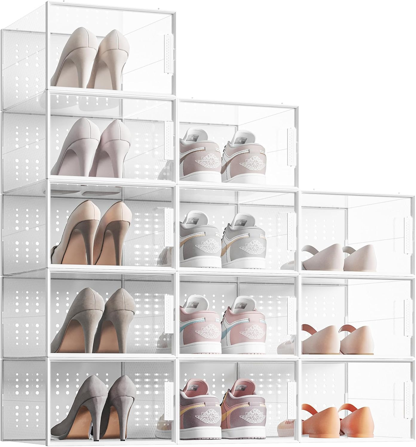 Amazon.com: Pinkpum Large Shoe Organizer Storage Boxes for Closet ...