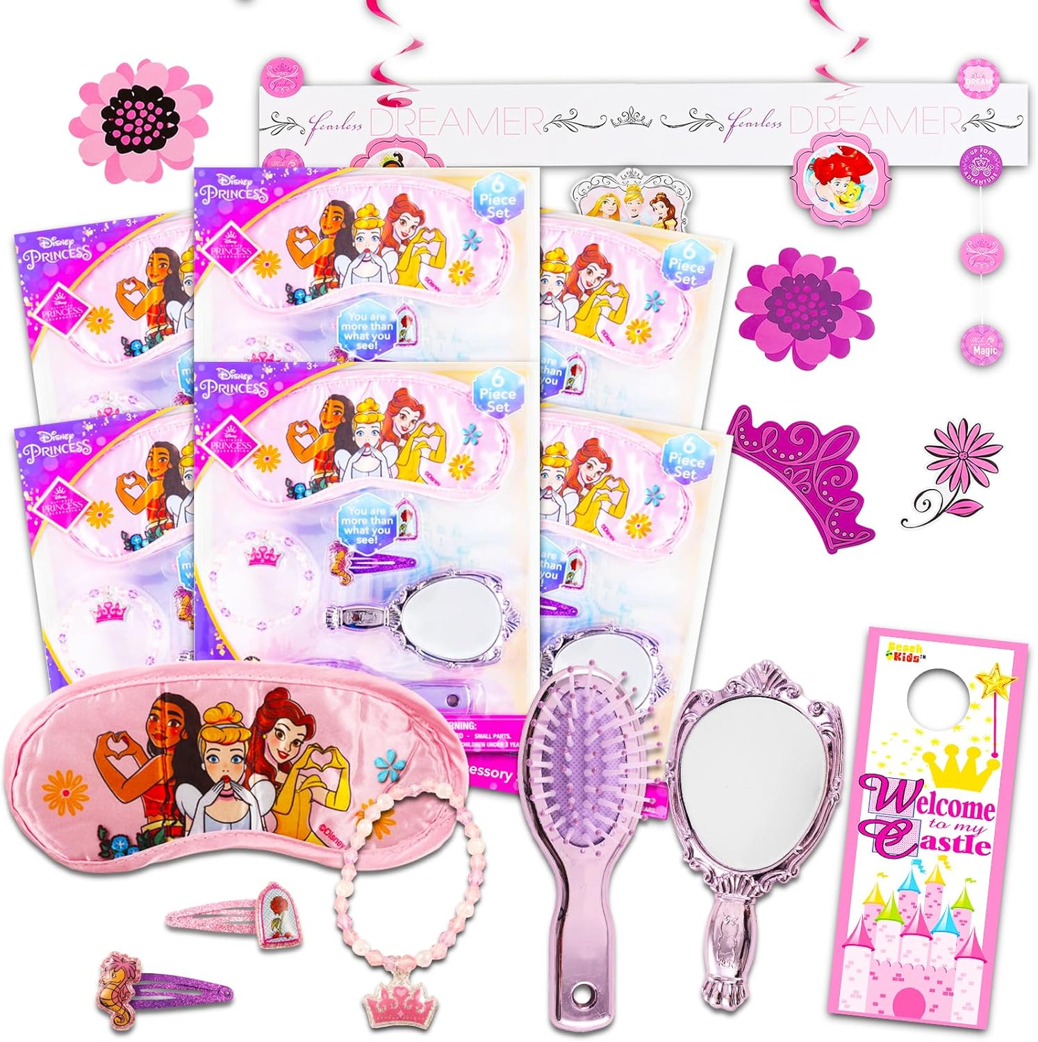 Amazon.com: Disney Princess Sleepover Party Set for Kids - 6 Pk Bundle ...