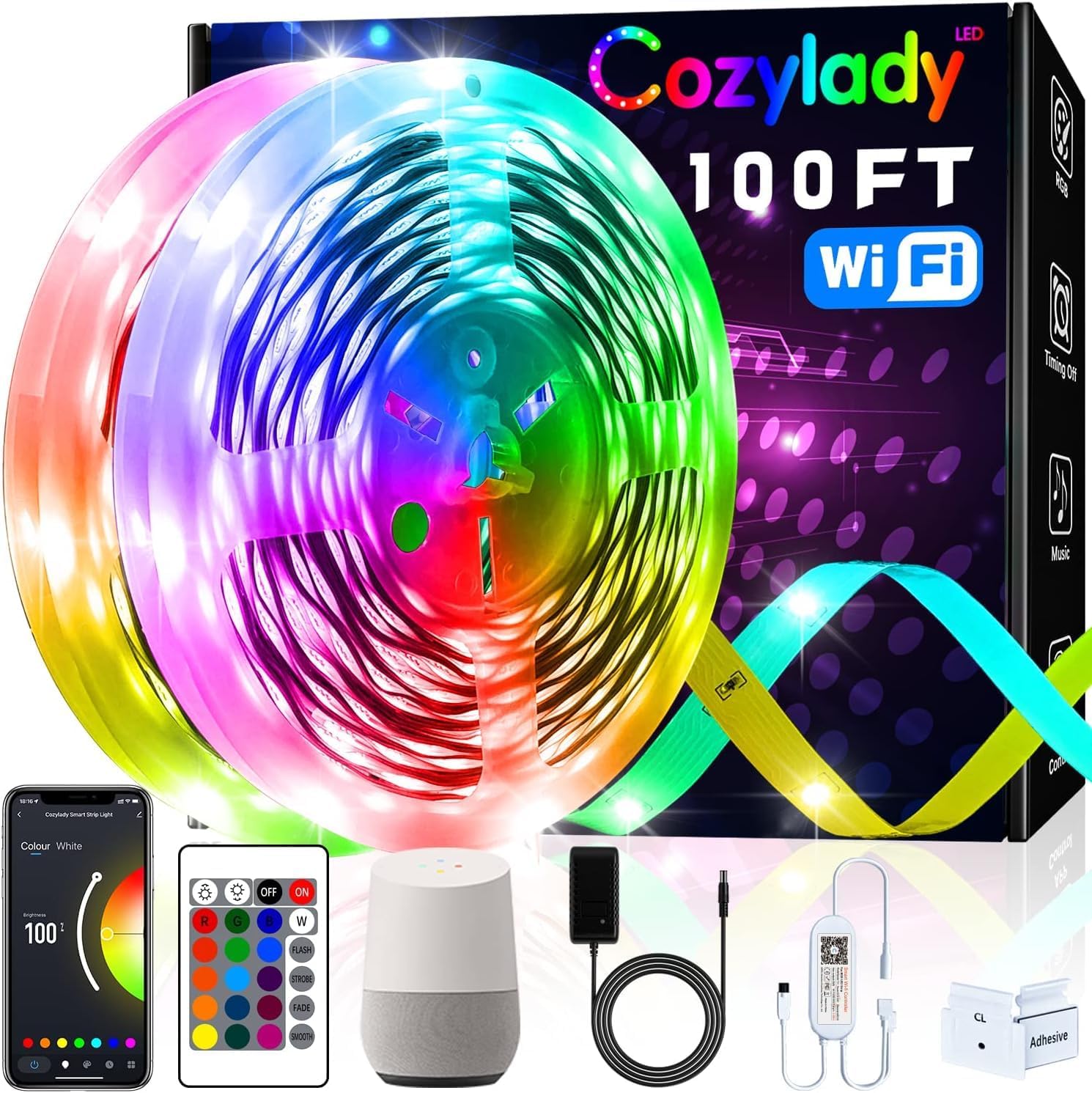 Cozylady 30M Wifi LED Strip Lights Smart LED Light Strips Compatible ...