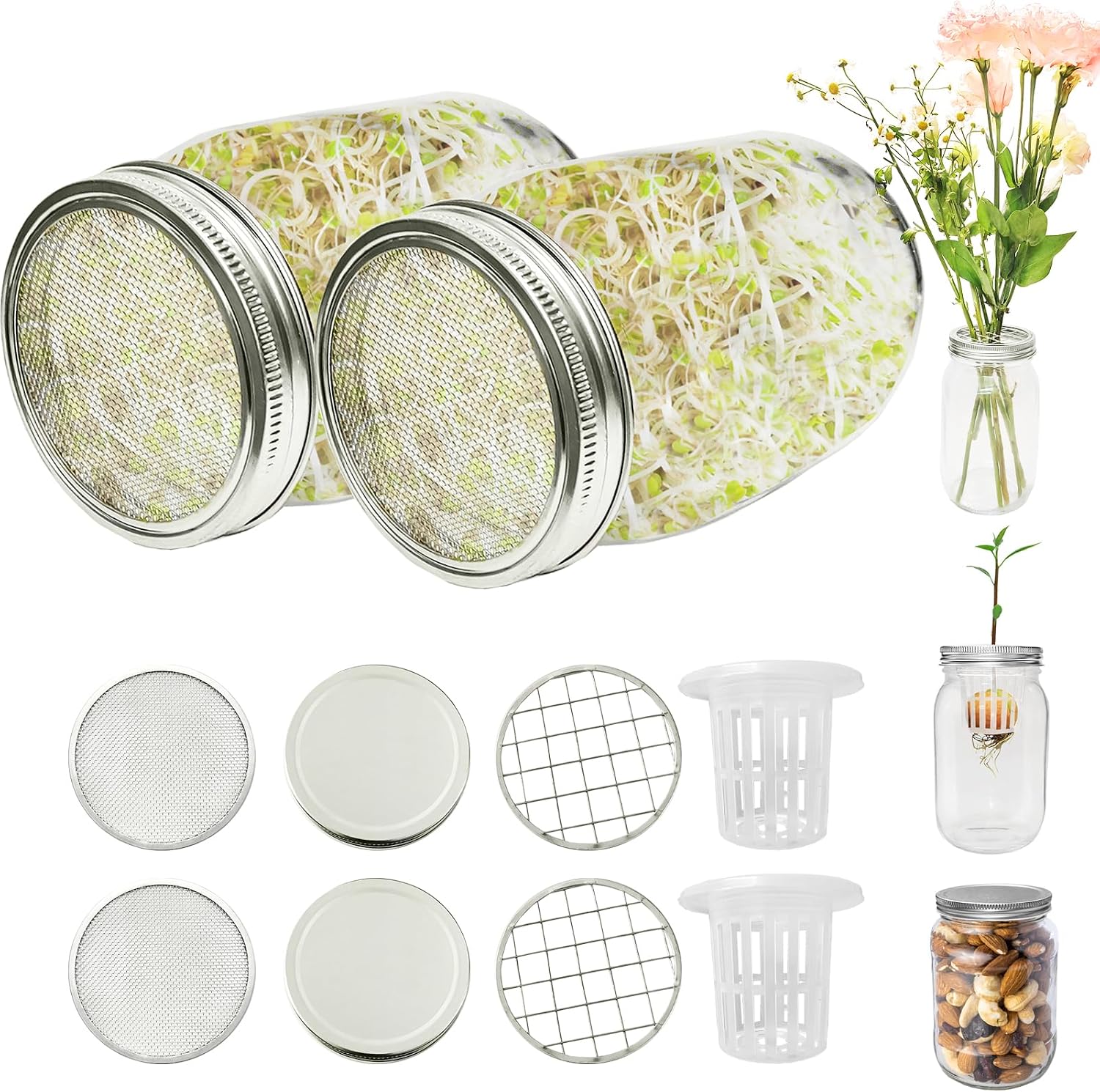 Amazon.com: Wobodan Sprouting Kit 4 in 1 - Sprouts Growing Kit with 2 ...