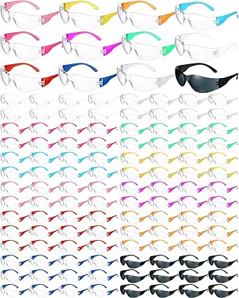Amazon.com: Kanayu 200 Pcs Clear Safety Glasses Bulk for Men Women ...