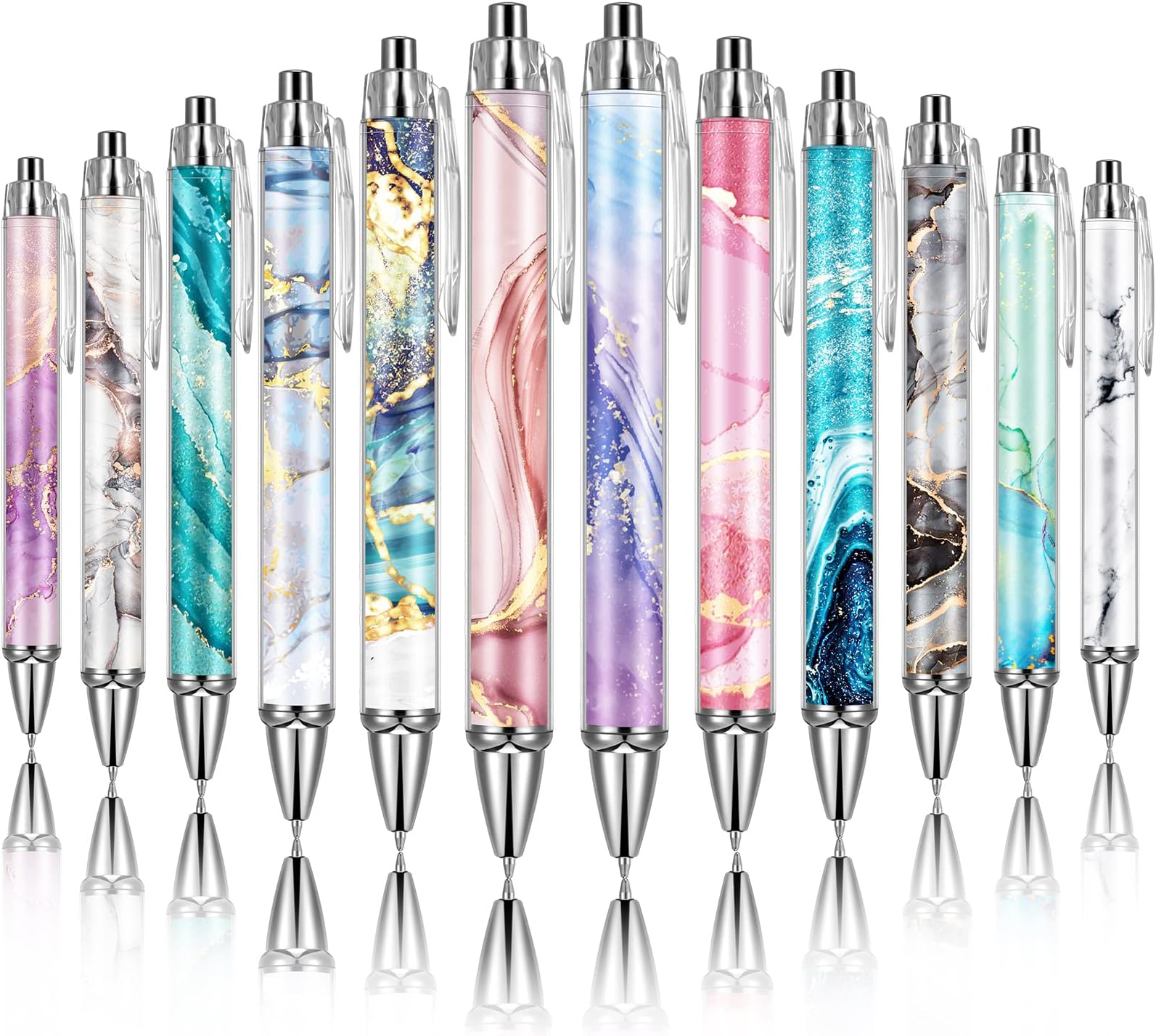 Amazon.com : Fuutreo 12 Pieces Ballpoint Pen Pretty Marble Pattern Pens ...