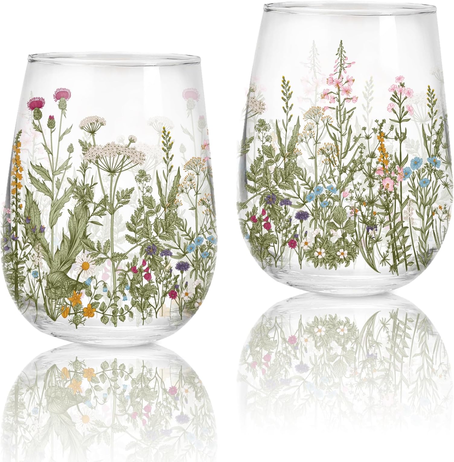Amazon.com | Whaline 2Pcs Easter Stemless Wine Glasses 17oz Bunny ...