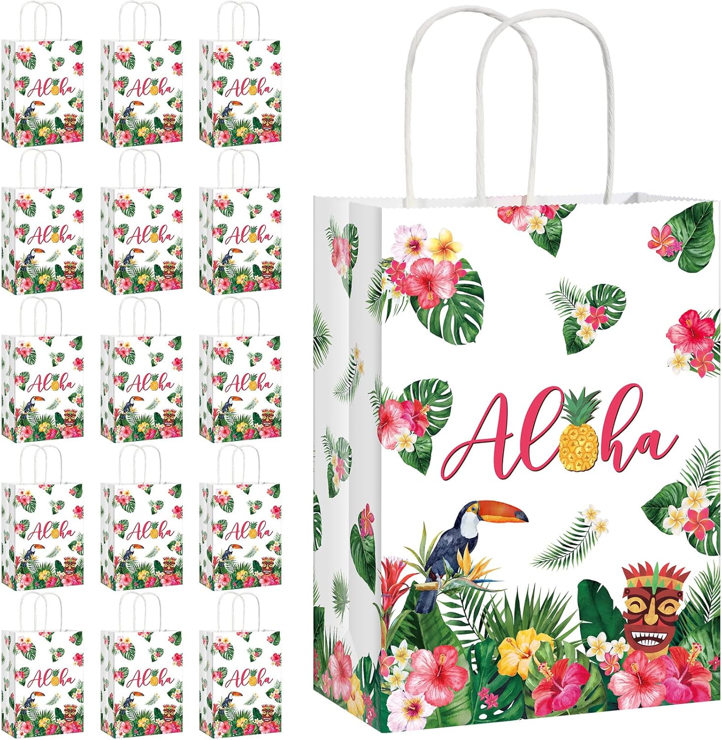 Amazon.com: Pajean 16 Pack Hawaiian Gift Bag Luau Party Summer Tropical ...