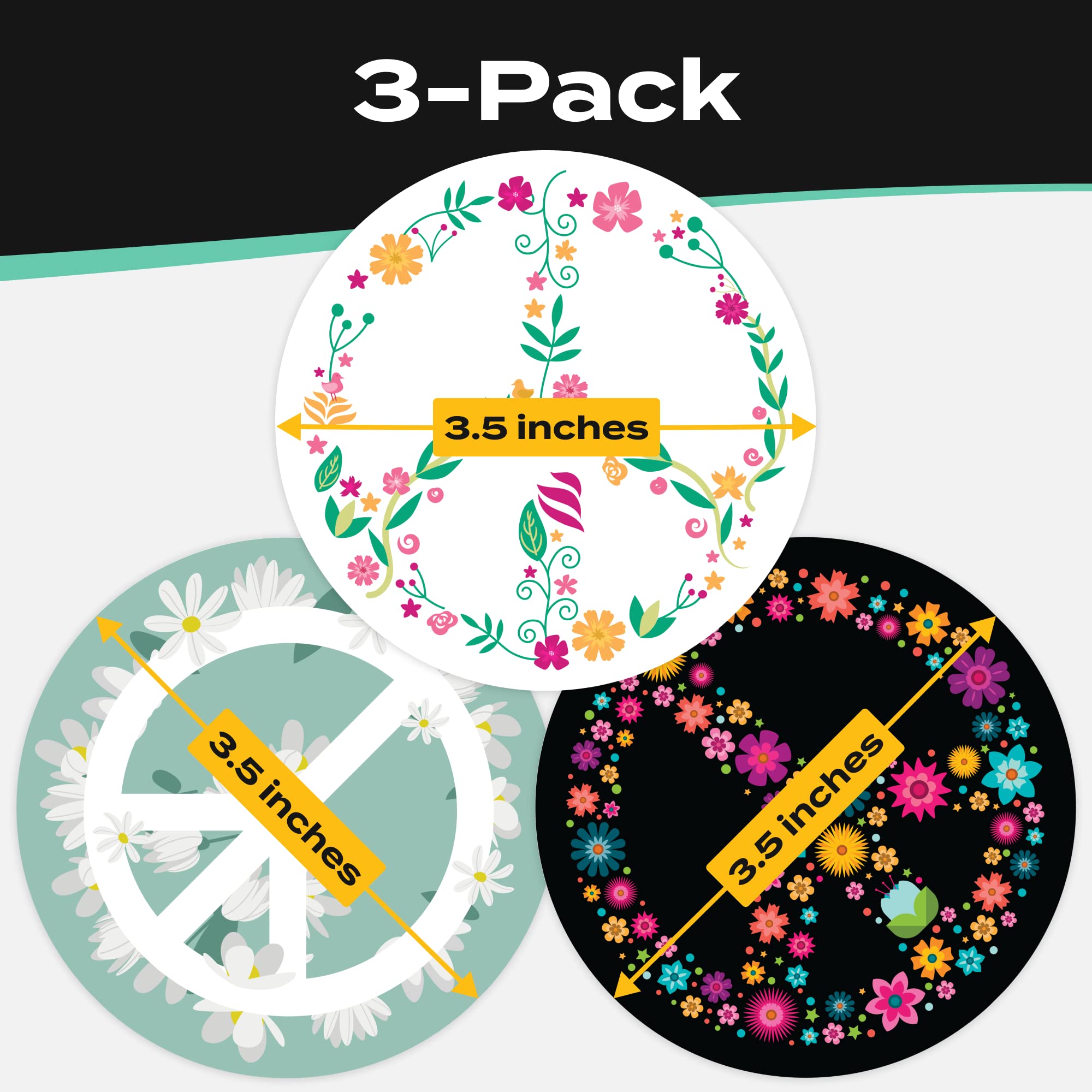Snapklik.com : Stickios Peace Stickers - Hippie Floral Bumper Stickers ...