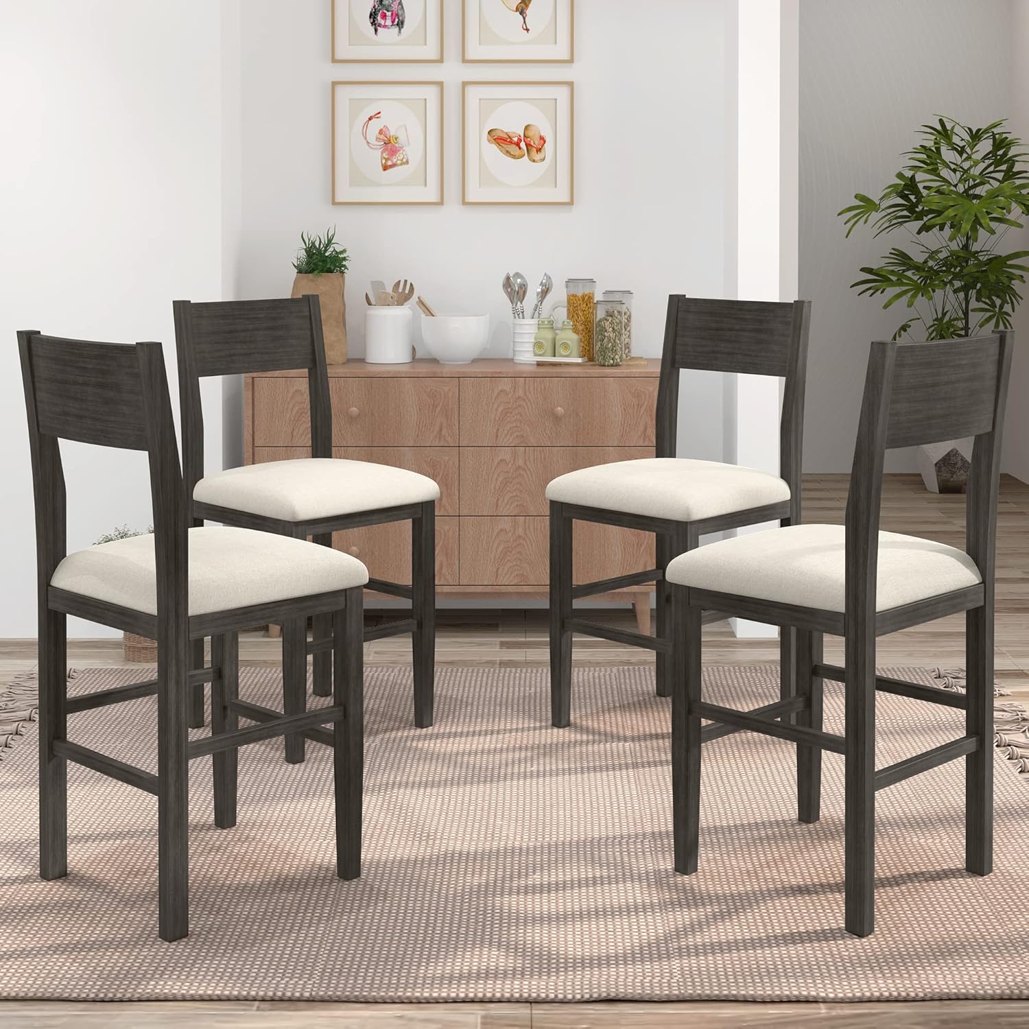Amazon.com - Farmhouse Counter Height 4-Piece Dining Chairs for Small ...