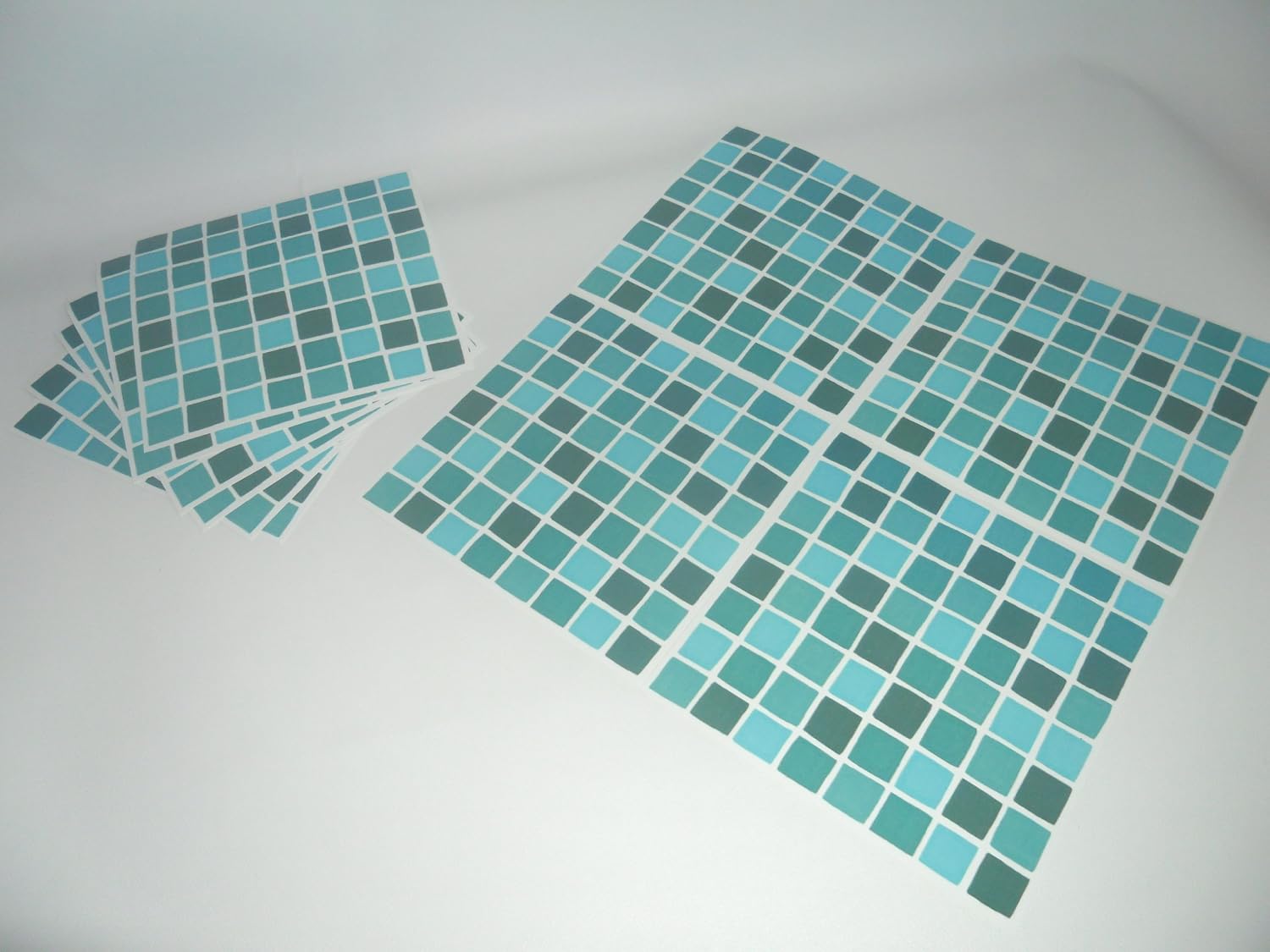 PACK OF 10 AQUA Mosaic tile transfers stickers blue aqua. quickly ...