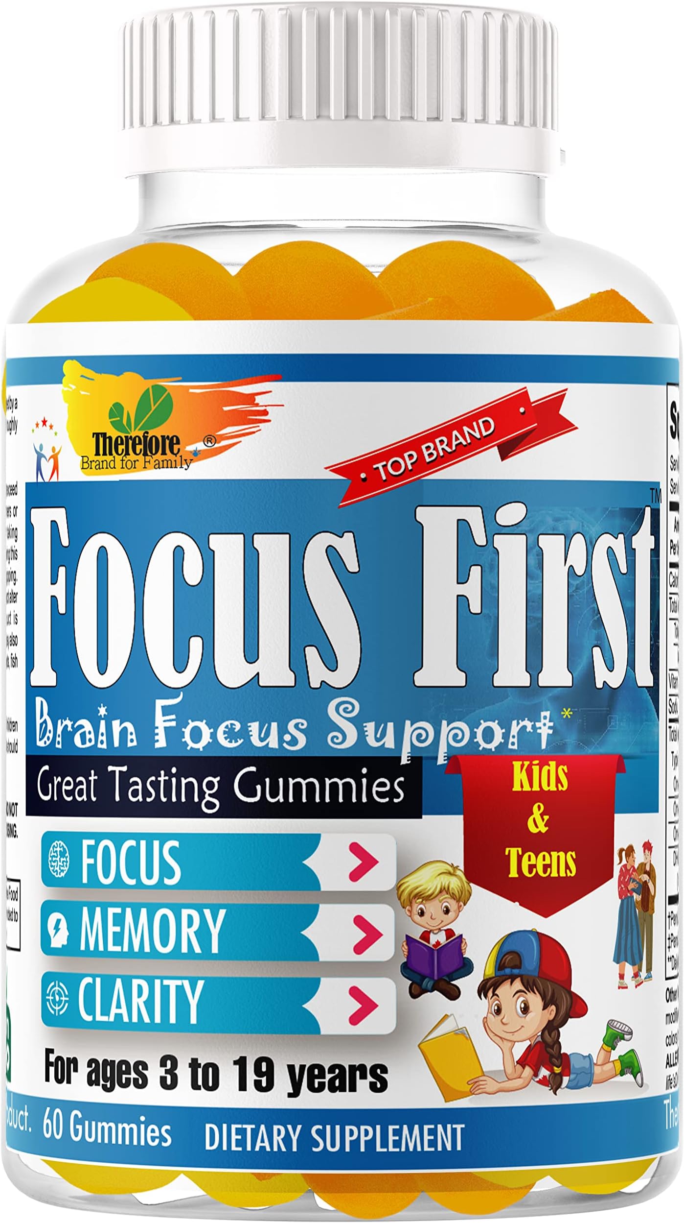 Amazon.com: Focus First Kids Focus Support Gummies, Kids Brain Booster ...
