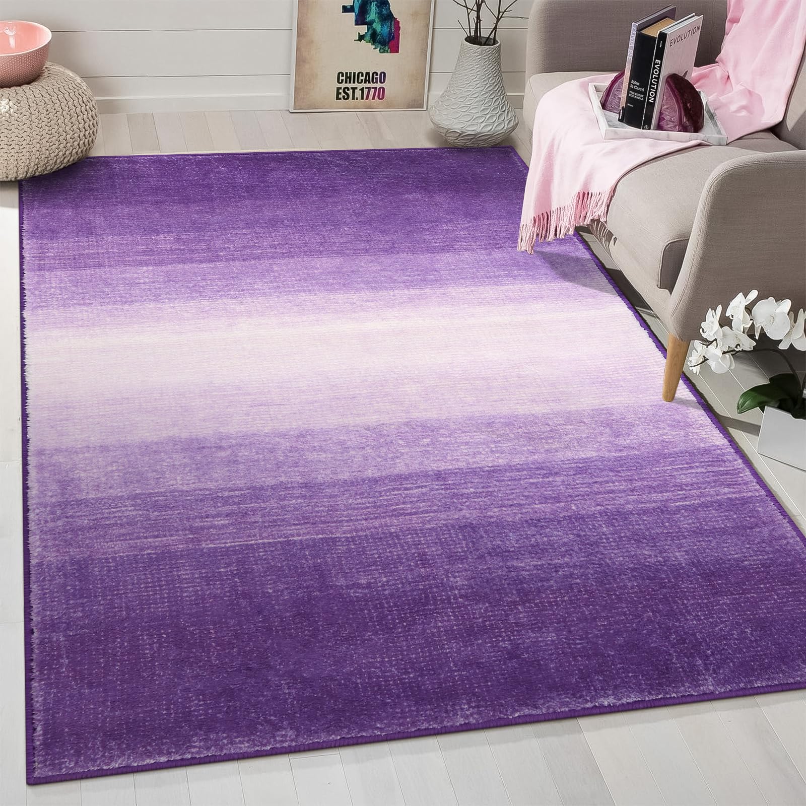 Amazon.com: Wonnitar Washable 3x5 Purple Rugs for Bedroom, Modern Non ...