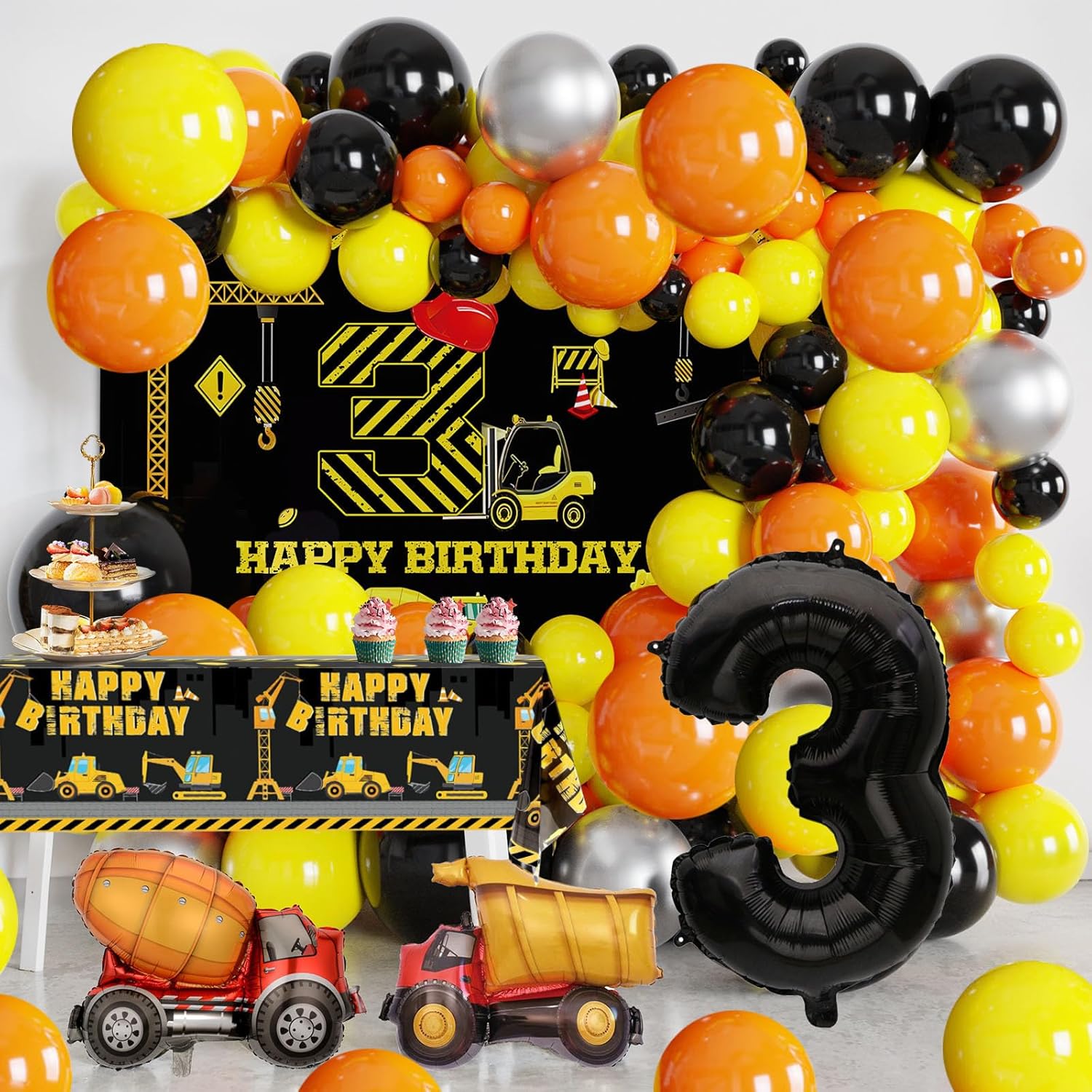 Amazon.com: Construction 3rd Birthday Party Supplies, Construction ...