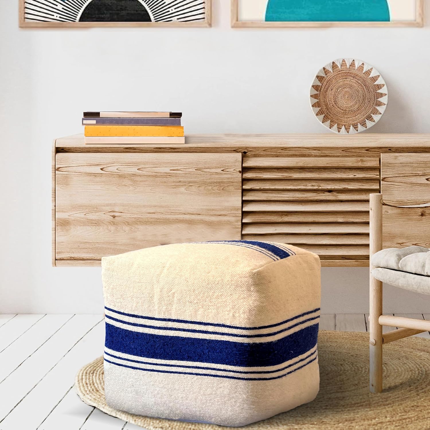 Amazon.com: Bohemian Square Pouf Ottoman Footstool, Handcrafted Premium ...