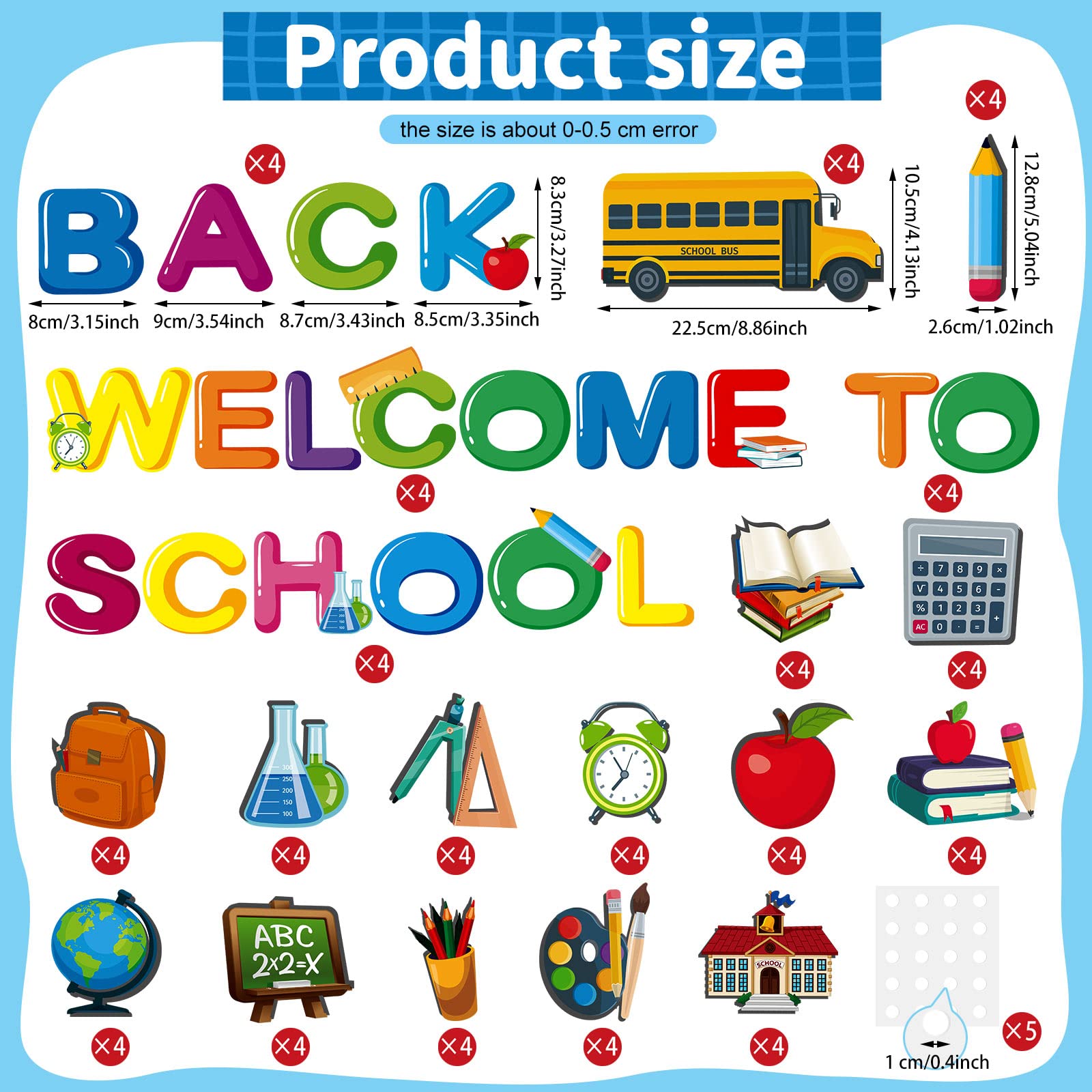 Snapklik.com : 68 Pcs Back To School Cutouts Welcome Back To School ...