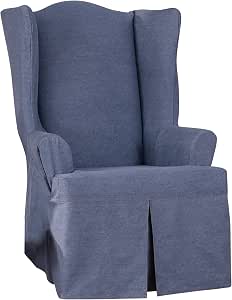 Amazon.com: SureFit Authentic Denim One Piece Slipcover, Wingback Chair ...