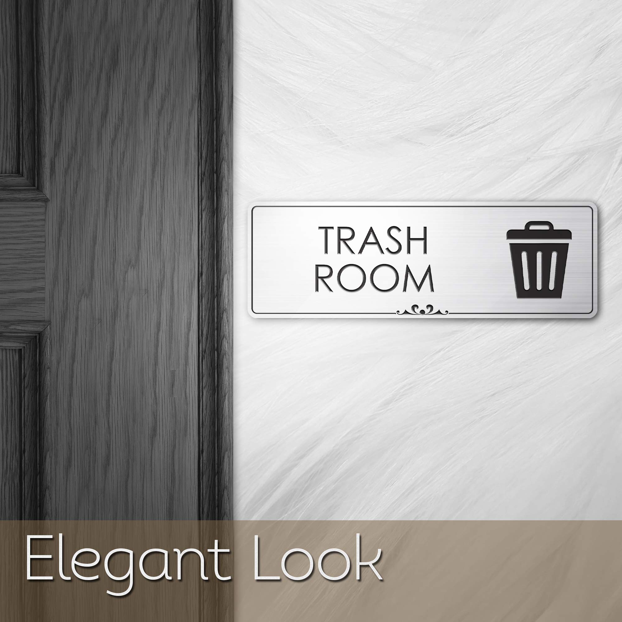 Trash Room Sign GARBAGE ROOM SIGN WHITE ALUMINUM