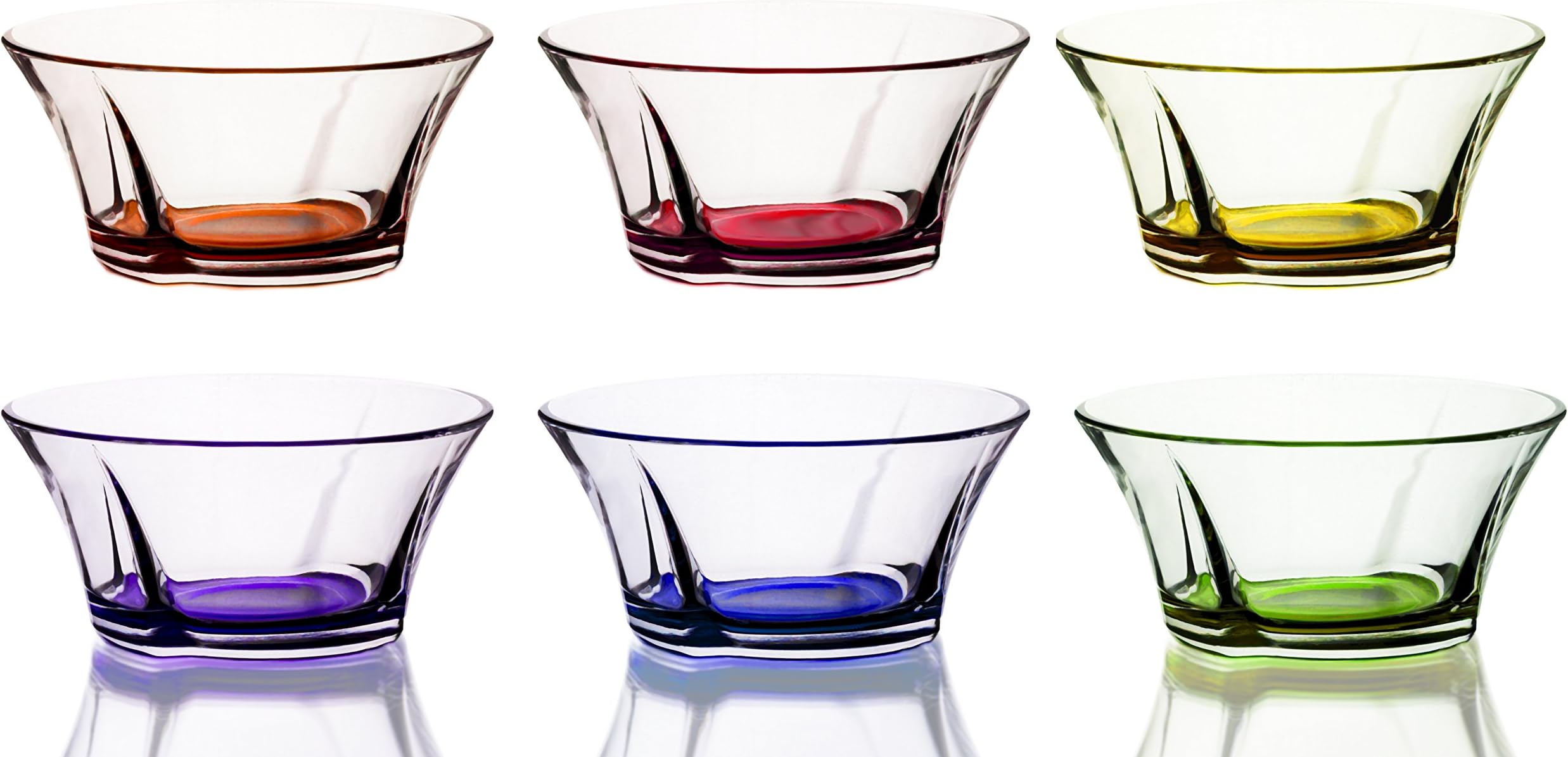 Amazon.com | Red Co. Mini Colored Glass Round Serving Prep Bowls, 10.5 ...