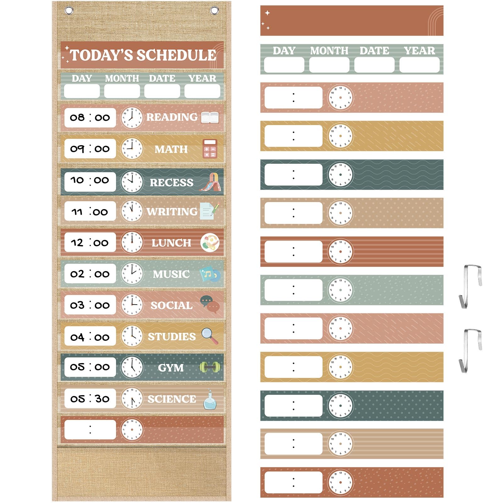 Snapklik.com : Pasimy Burlap Daily Schedule Pocket Chart